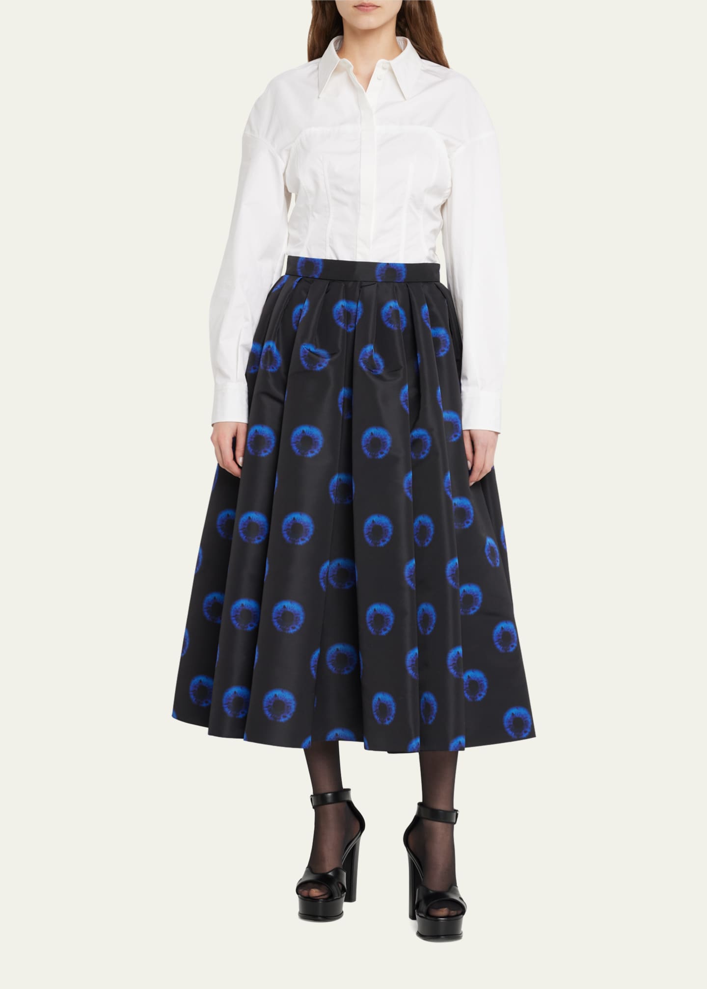 Alexander McQueen Iris Printed Circle-Cut Midi Skirt - Bergdorf Goodman