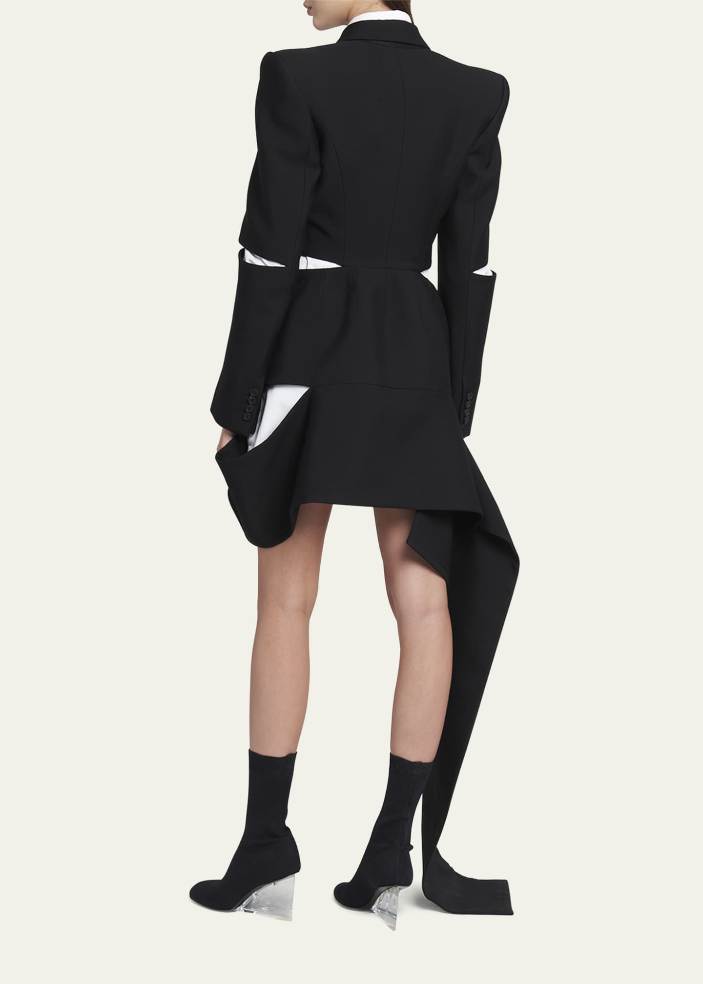 Alexander McQueen Asymmetric Blazer Jacket with Slash Cutouts ...