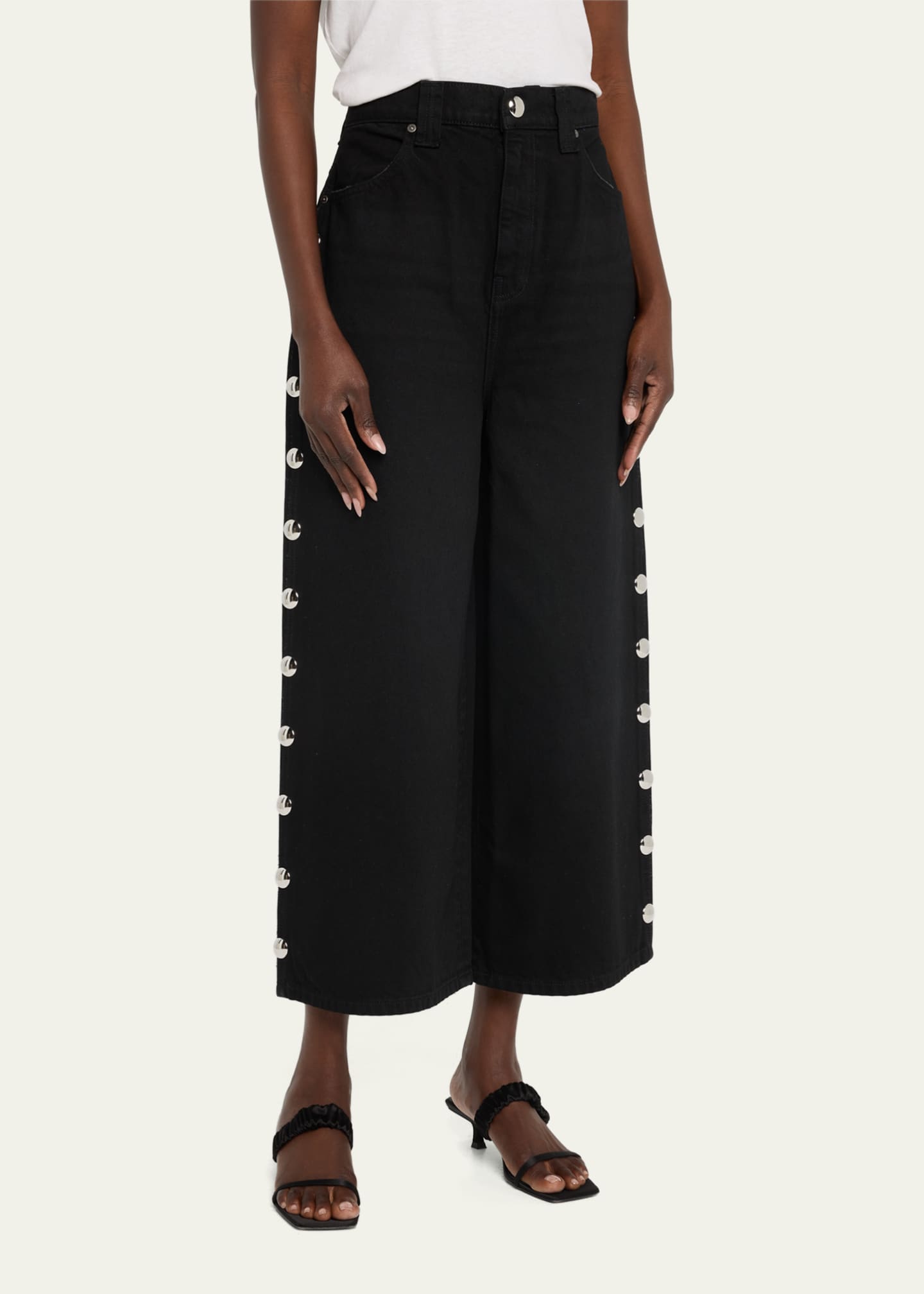 Khaite Studded Rapton Embellished Wide-Leg Jeans - Bergdorf Goodman