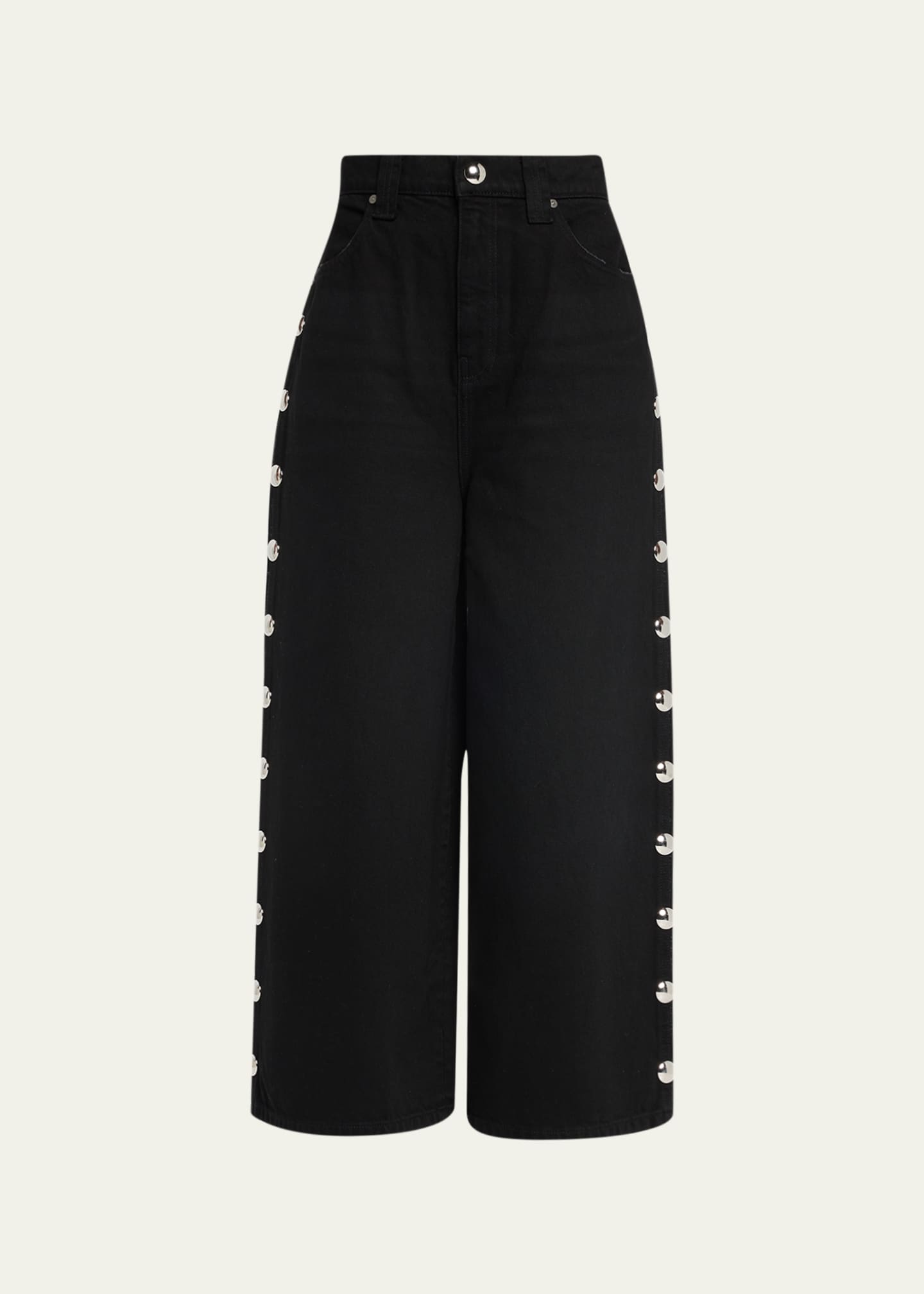 Khaite Studded Rapton Embellished Wide-Leg Jeans - Bergdorf Goodman