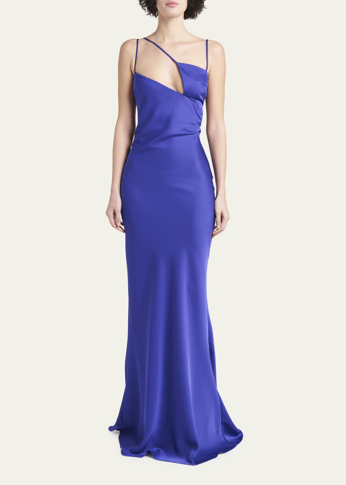 The Attico Melva Asymmetric Satin Gown - Bergdorf Goodman