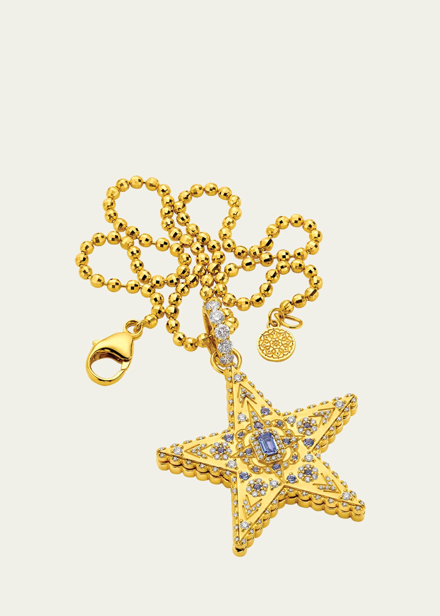 Buddha Mama 20K Star Locked Pendant with Tanzanite and Diamonds - Bergdorf Goodman