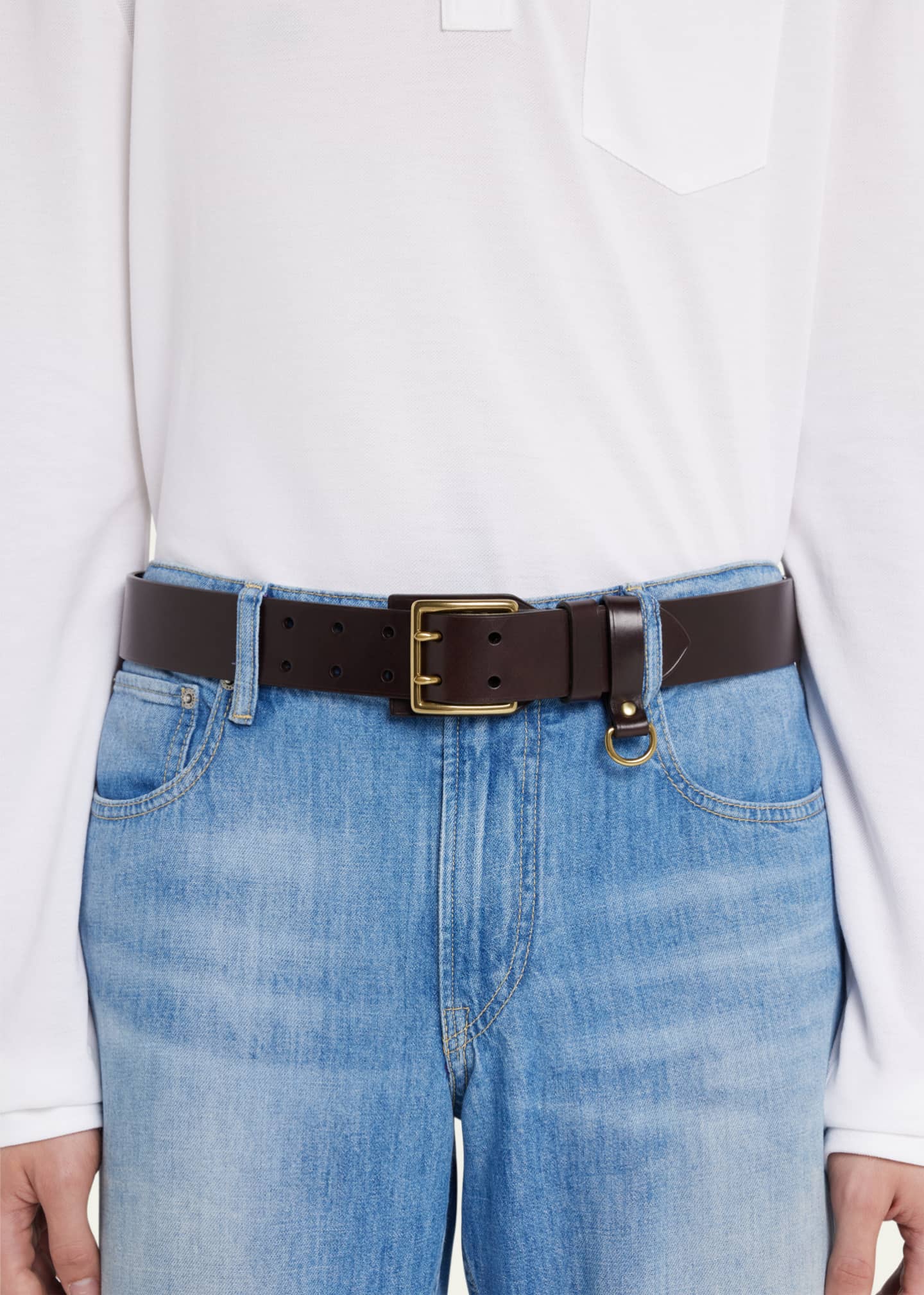 Ralph Lauren Purple Label Men's Double Prong Buckle Leather Belt ...