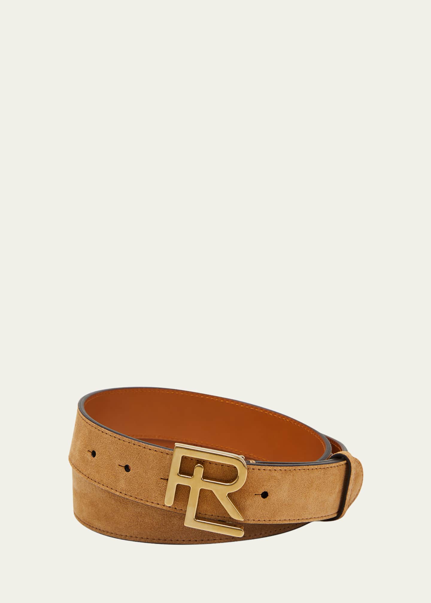 Ralph Lauren Purple Label Men's Stacked RL-Logo Buckle Suede Belt ...