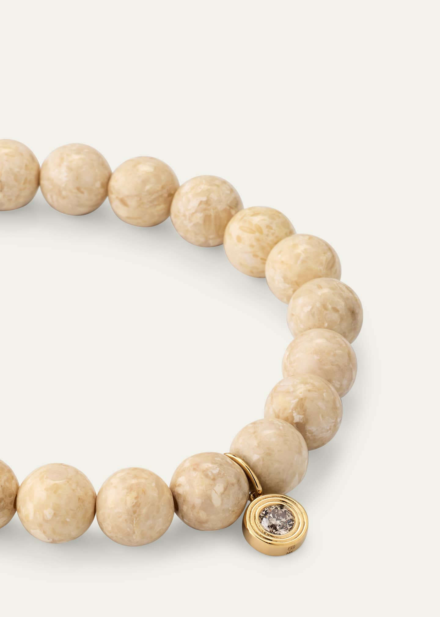 Sydney Evan 14k Cream Jasper and Fluted Brown Diamond Charm Bracelet ...