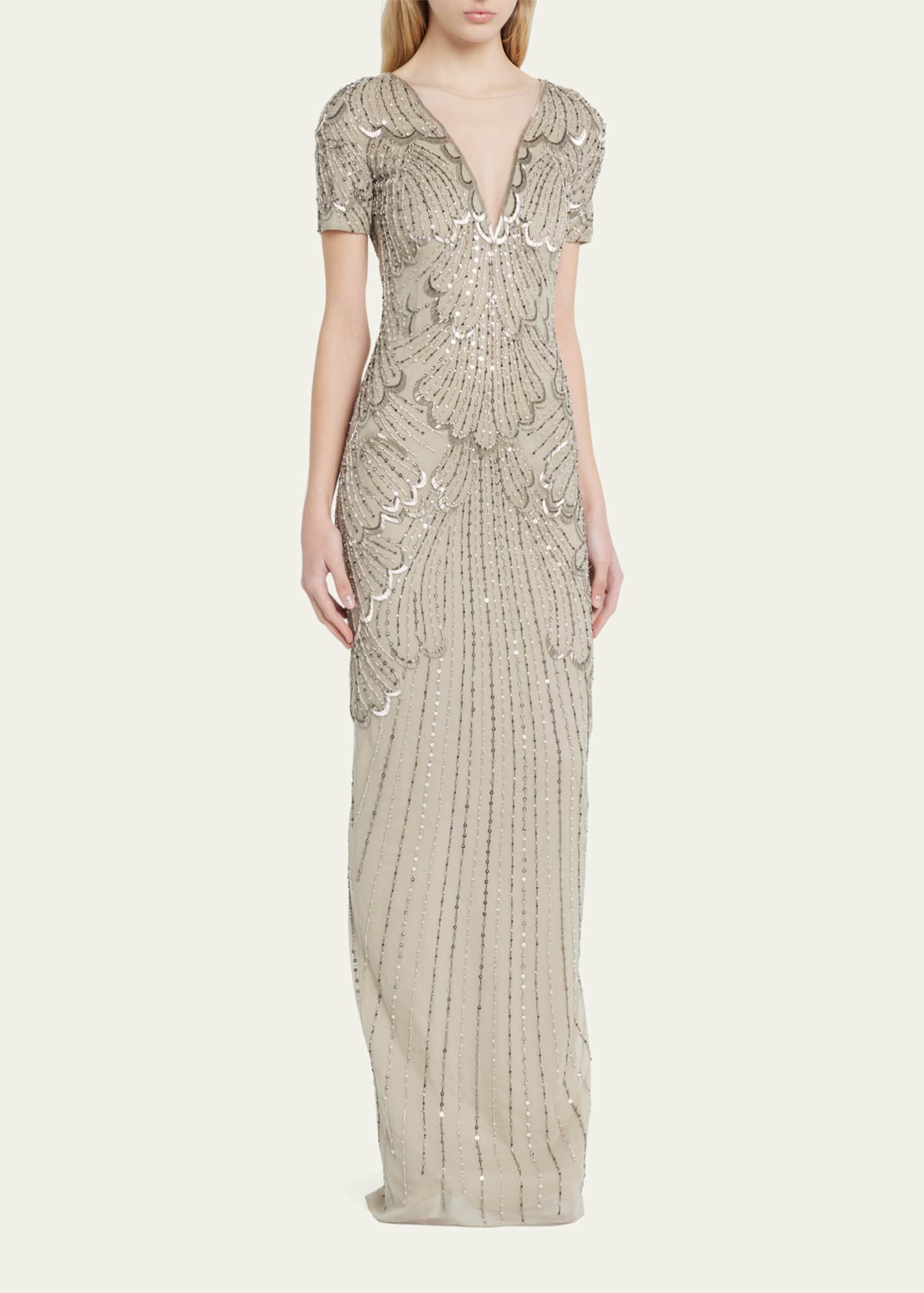 Pamella Roland Bead-Embellished Tulle Column Gown - Bergdorf Goodman