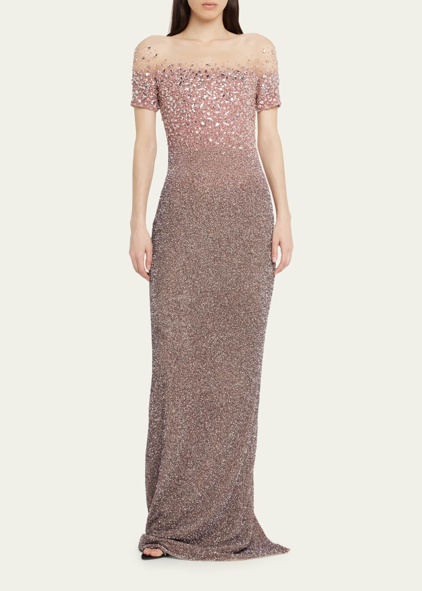 Pamella Roland Ombre Signature Sequin Gown with Oversized Crystal ...
