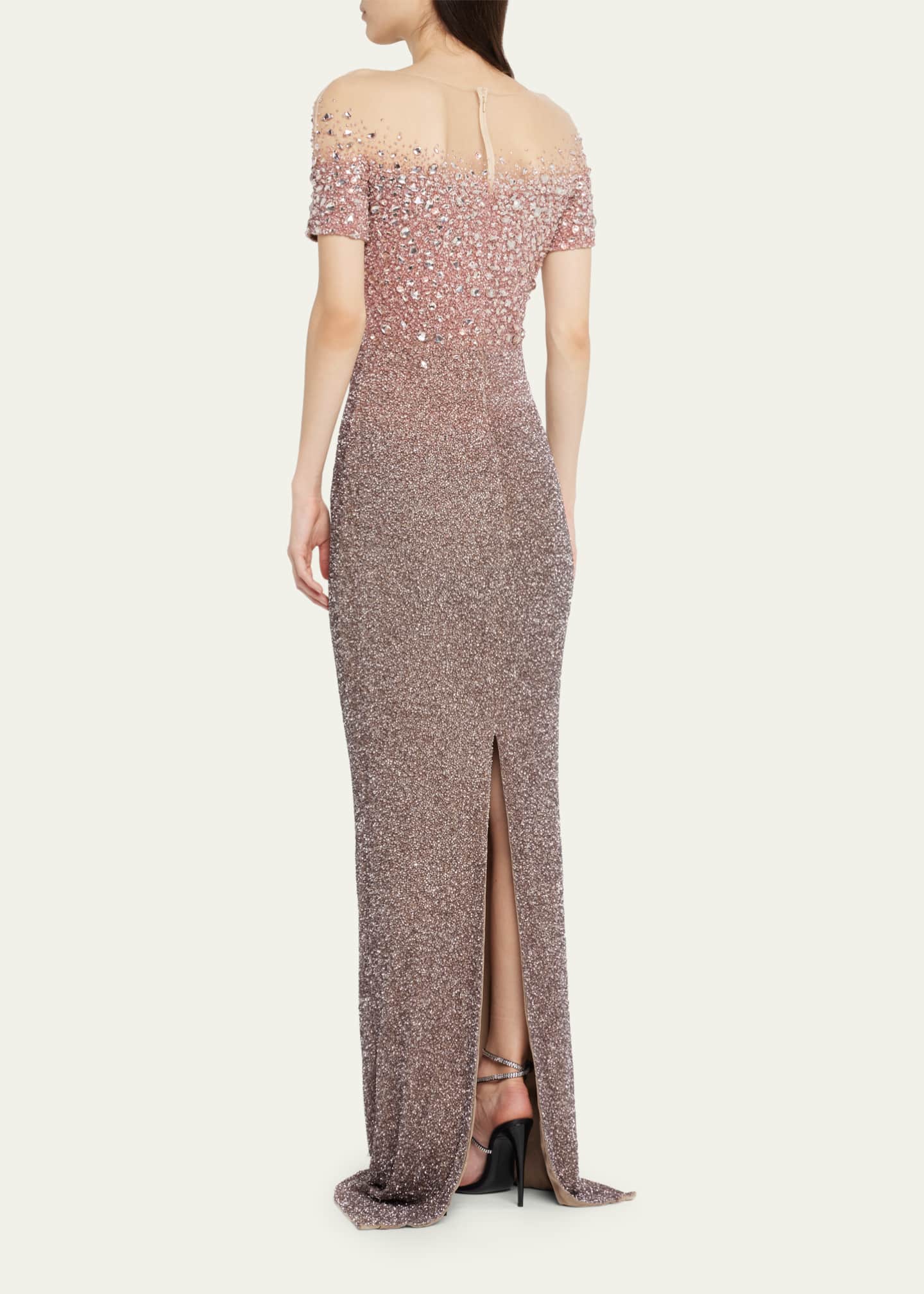 Pamella Roland Ombre Signature Sequin Gown with Oversized Crystal ...
