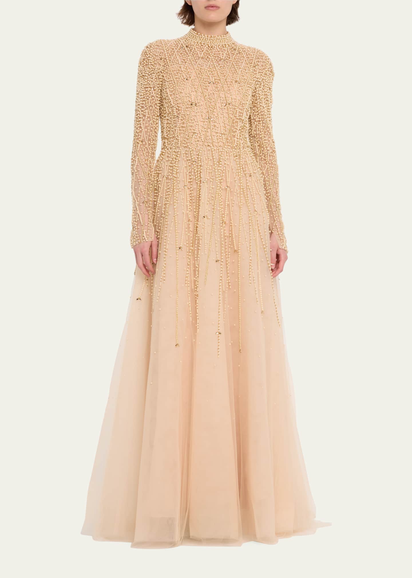 Pamella Roland Embroidered Tulle Gown with Ombre Beading - Bergdorf Goodman