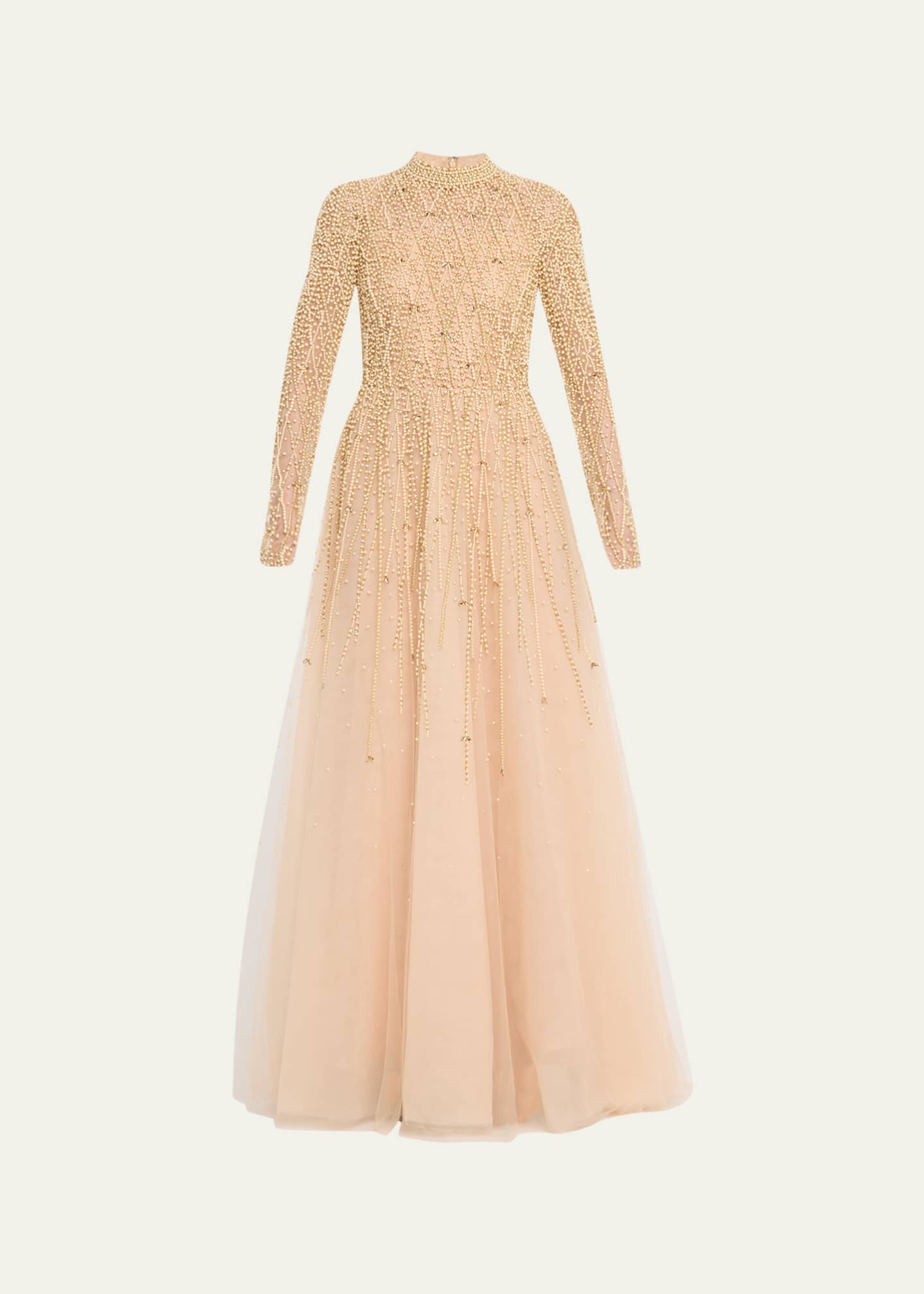 Pamella Roland Embroidered Tulle Gown with Ombre Beading - Bergdorf Goodman