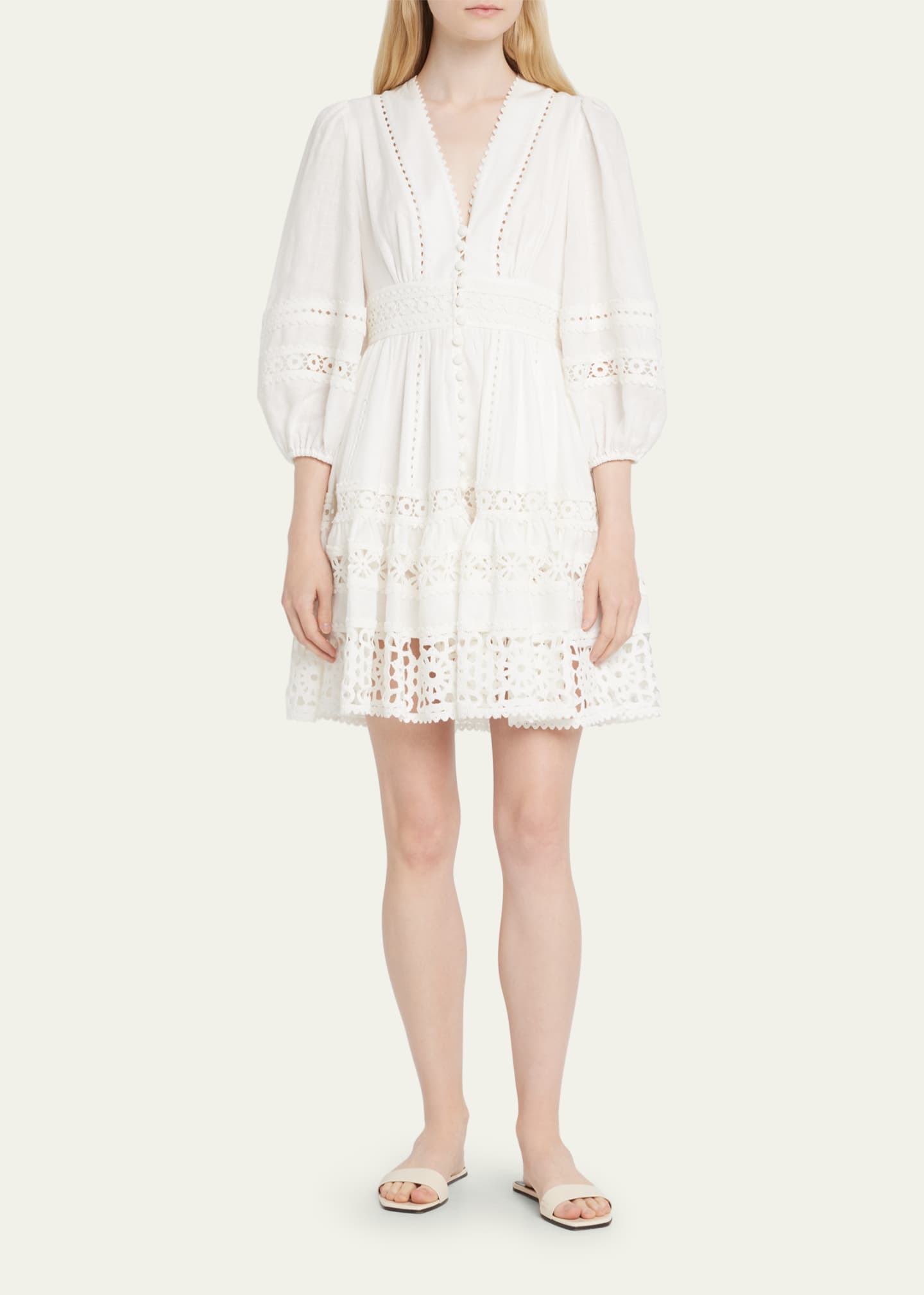 Zimmermann Devi Spliced Embroidered Mini Dress - Bergdorf Goodman
