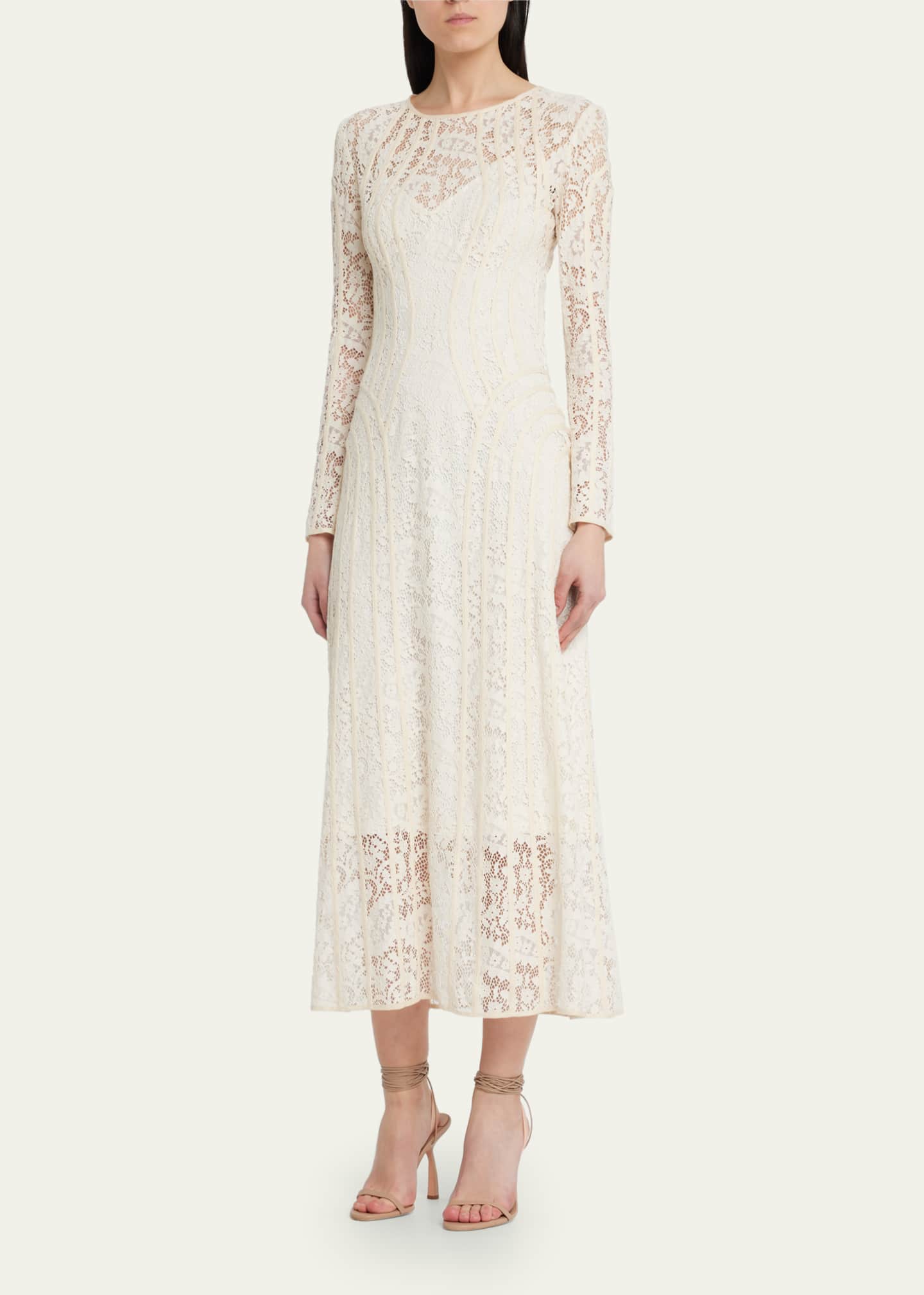 Zimmermann Devi Lace Long-Sleeve Midi Dress - Bergdorf Goodman