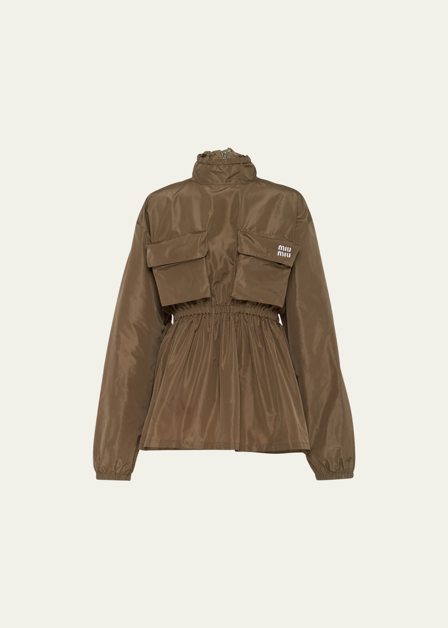 Miu Miu Logo-Print Utility Top with Pockets - Bergdorf Goodman