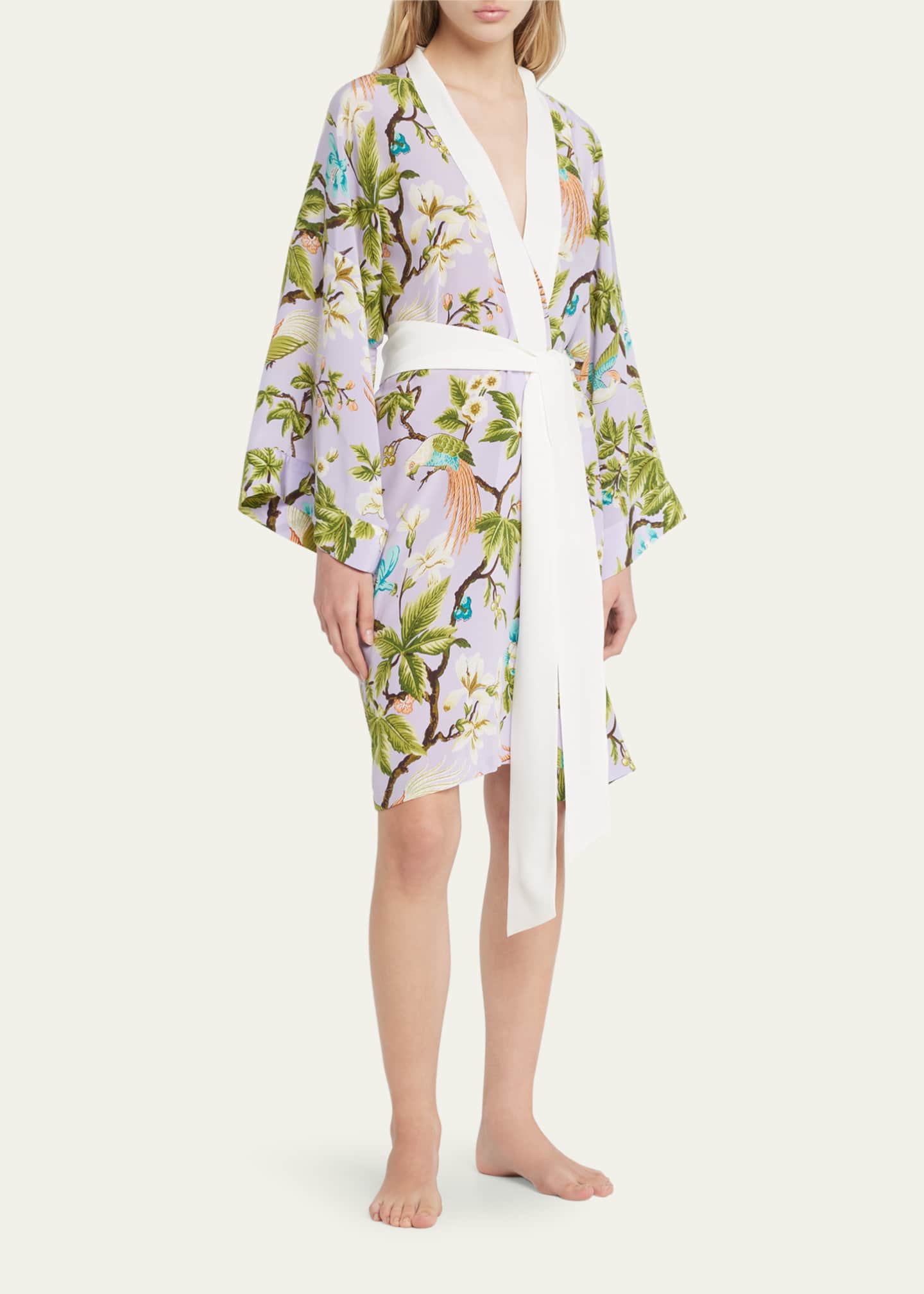 Olivia Von Halle Mimi Floral-Print Silk Robe - Bergdorf Goodman