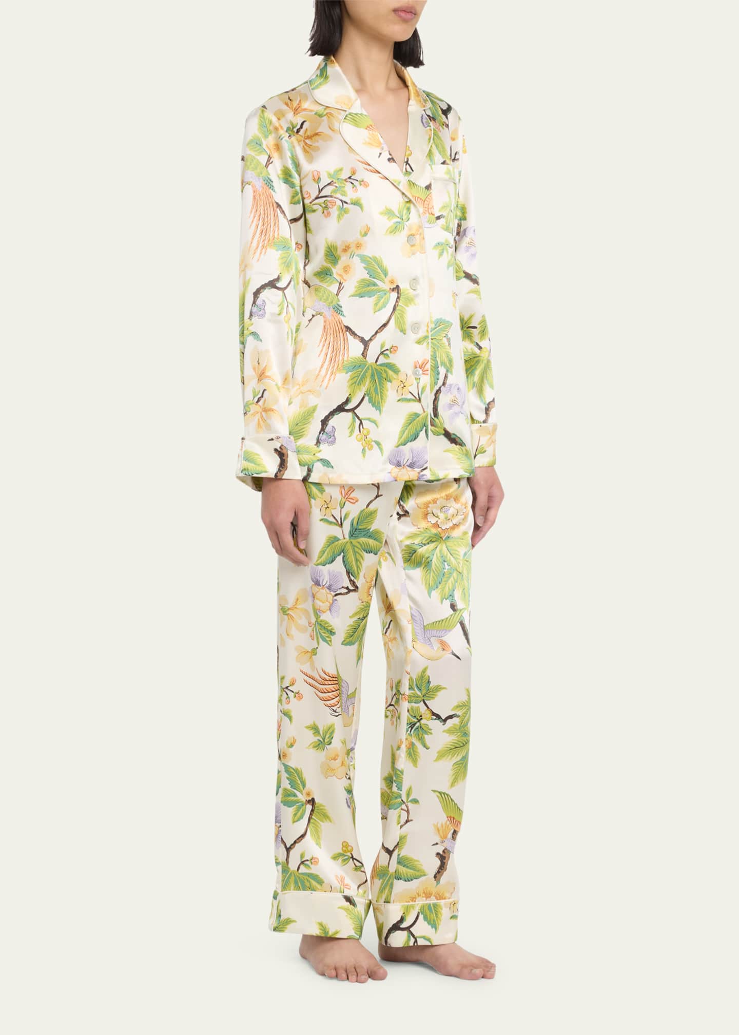 Olivia Von Halle Lila Floral Print Silk Pajama Set Bergdorf Goodman