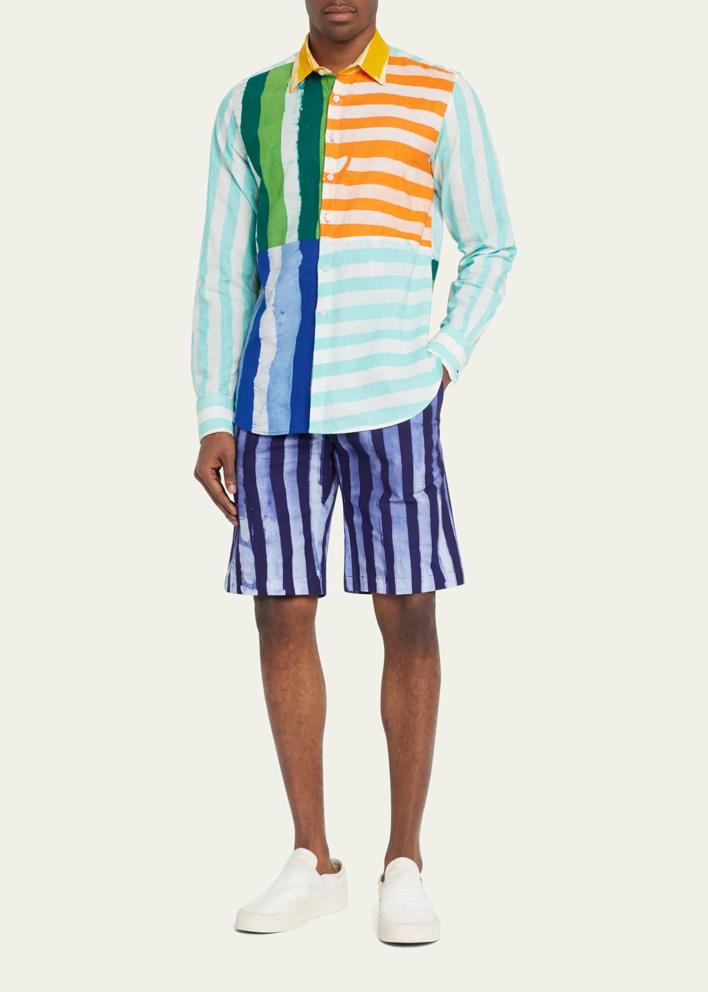 Studio 189 Men's Batik Colorblock Striped Sport Shirt - Bergdorf Goodman