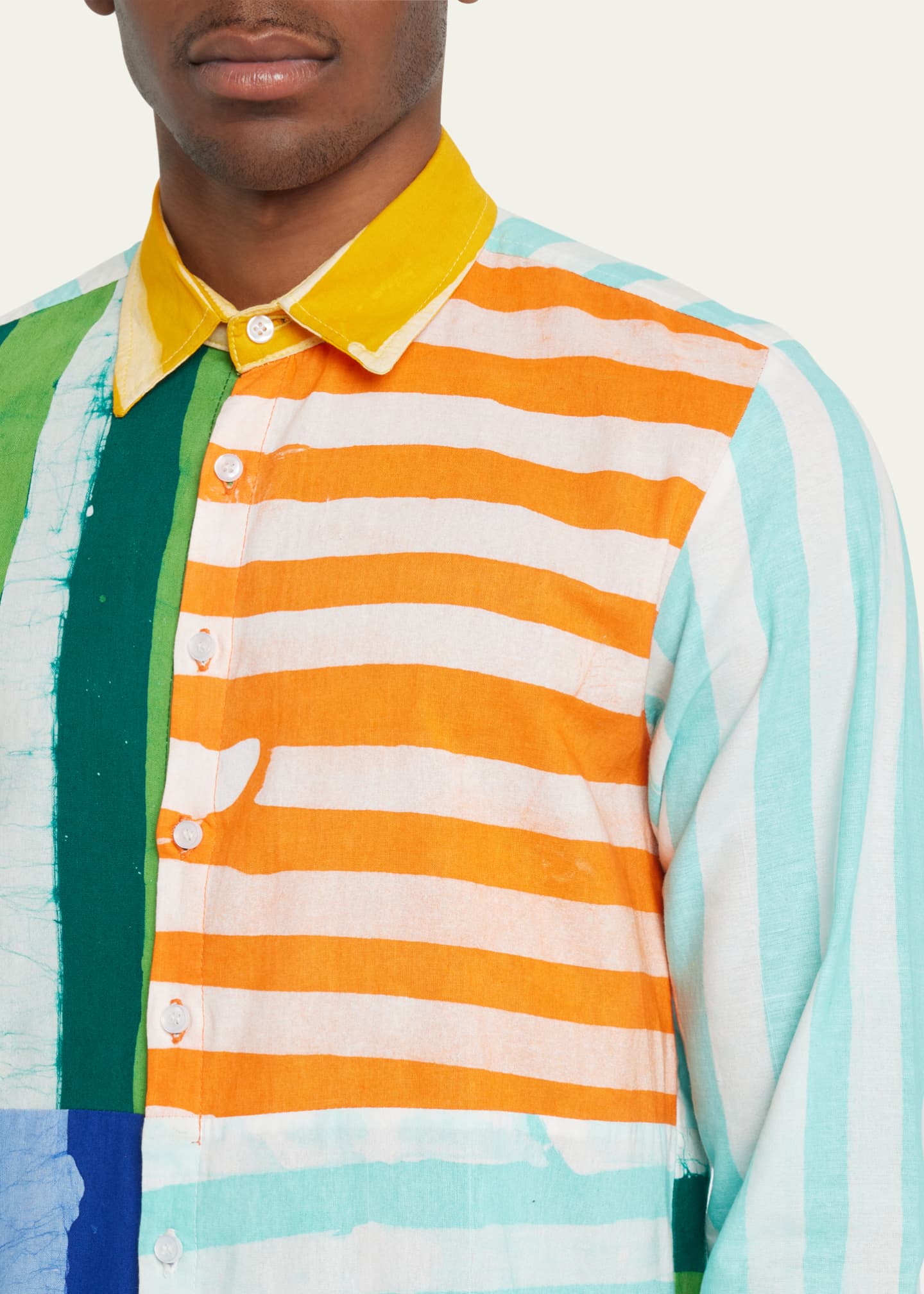 Studio 189 Men's Batik Colorblock Striped Sport Shirt - Bergdorf Goodman