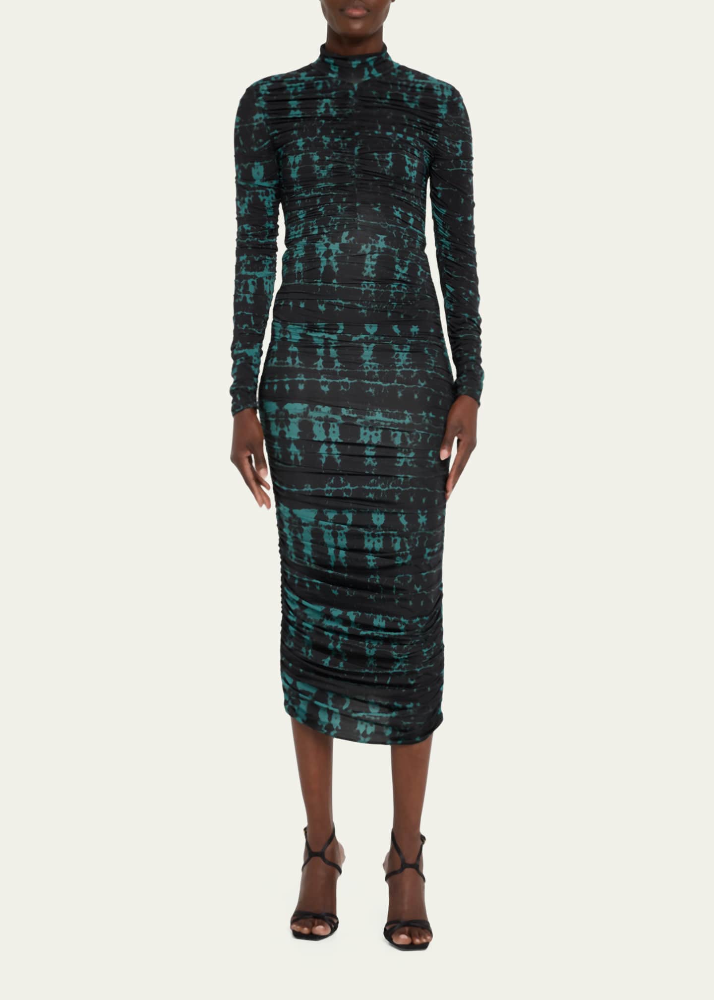 Alex Perry Body-Con Ruched Mock-Neck Midi Dress - Bergdorf Goodman
