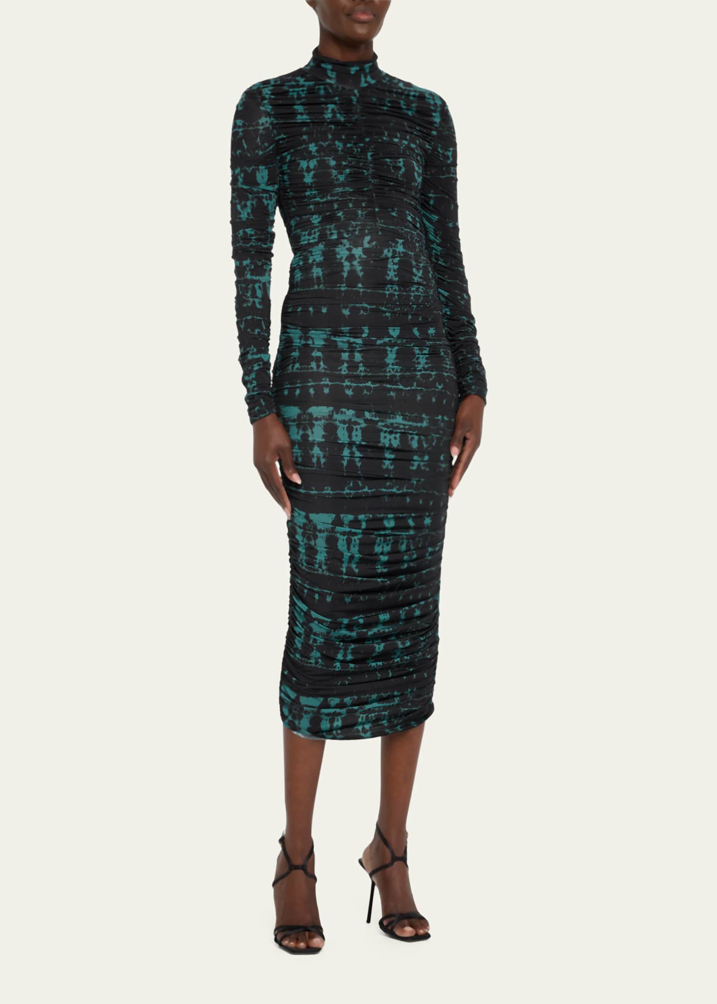 Alex Perry Body-Con Ruched Mock-Neck Midi Dress - Bergdorf Goodman