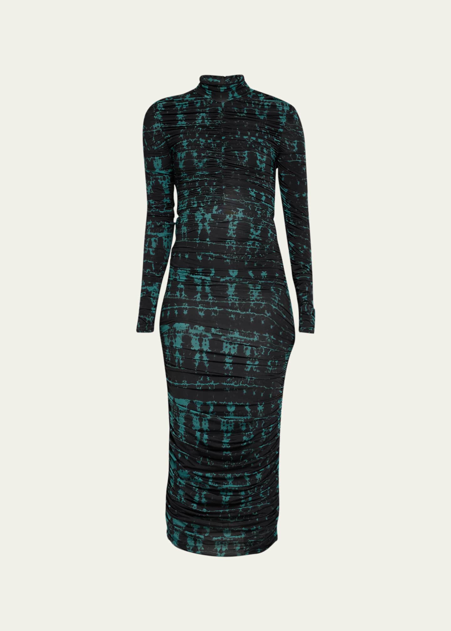 Alex Perry Body-Con Ruched Mock-Neck Midi Dress - Bergdorf Goodman