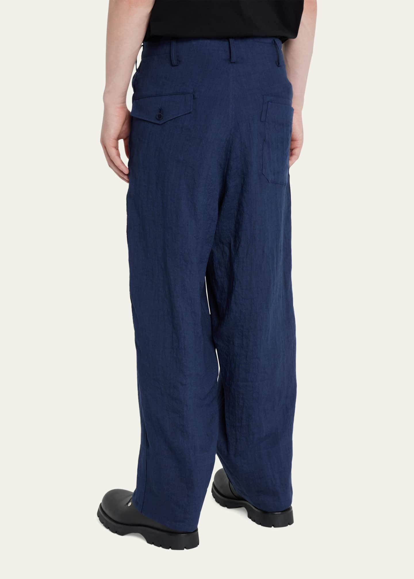 Yohji Yamamoto Men's Linen-Ramie Pants with Gathered Waist - Bergdorf ...