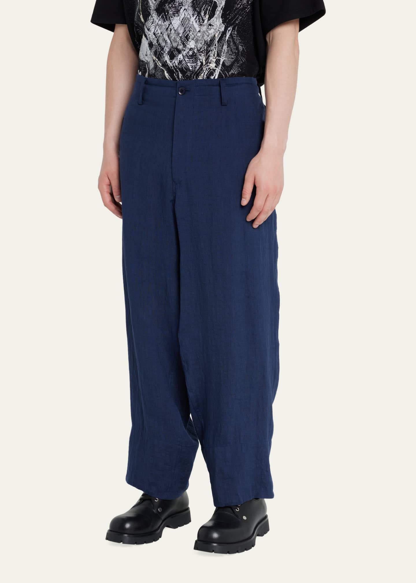 Yohji Yamamoto Men's Linen-Ramie Pants with Gathered Waist - Bergdorf ...