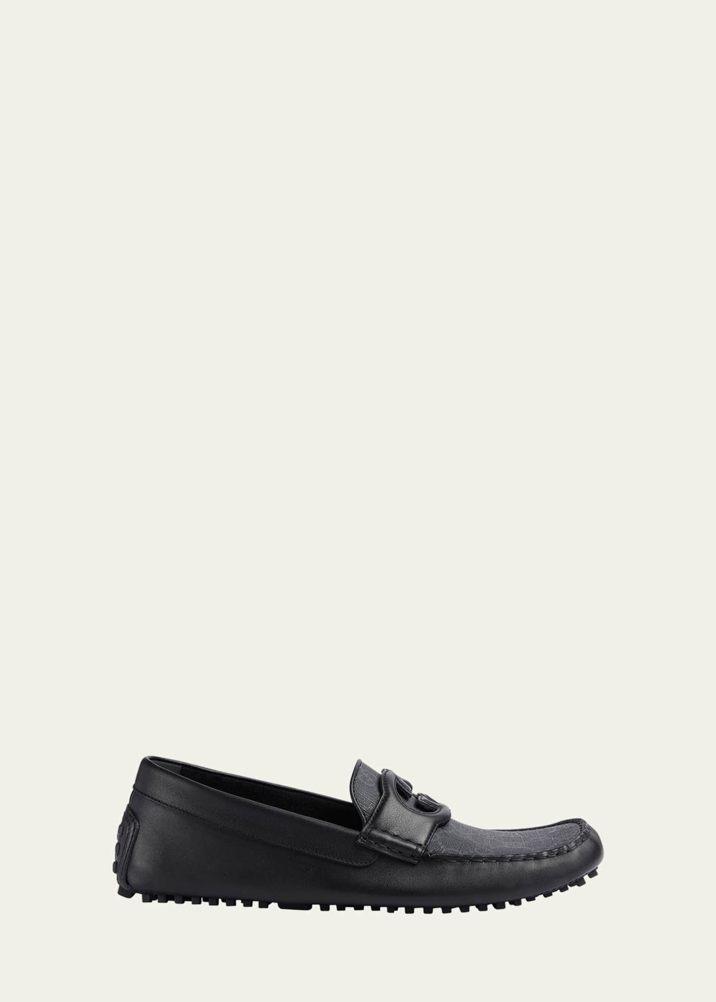 Gucci Men's Ayrton Interlocking G Leather Drivers - Bergdorf Goodman