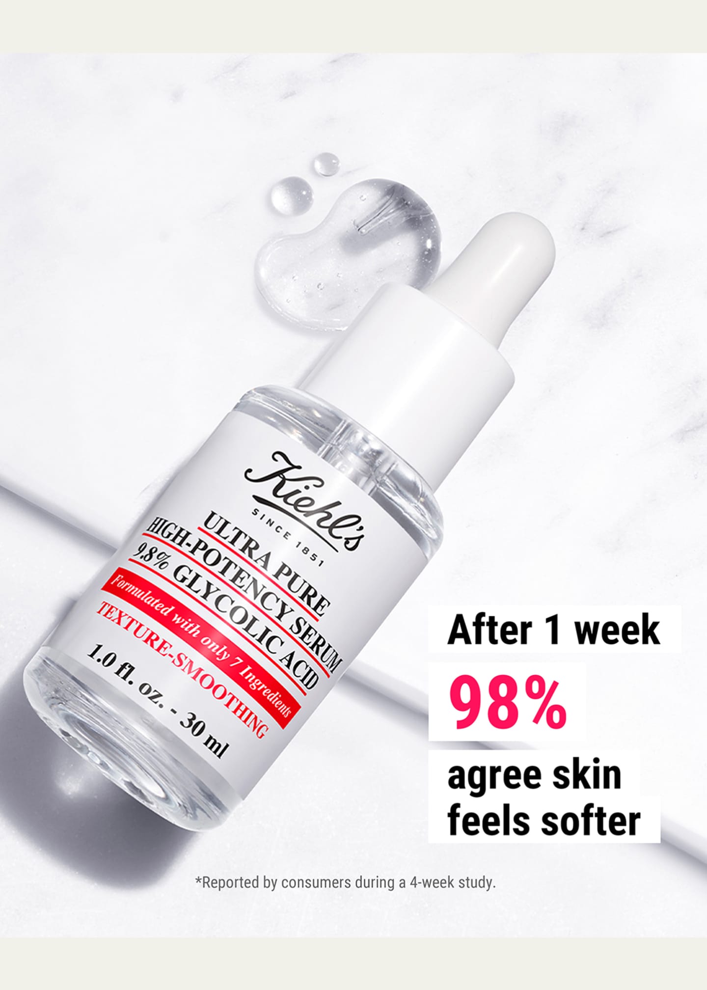 Kiehl's Since 1851 Ultra Pure High-Potency 9.8% Glycolic Acid Serum, 1 ...