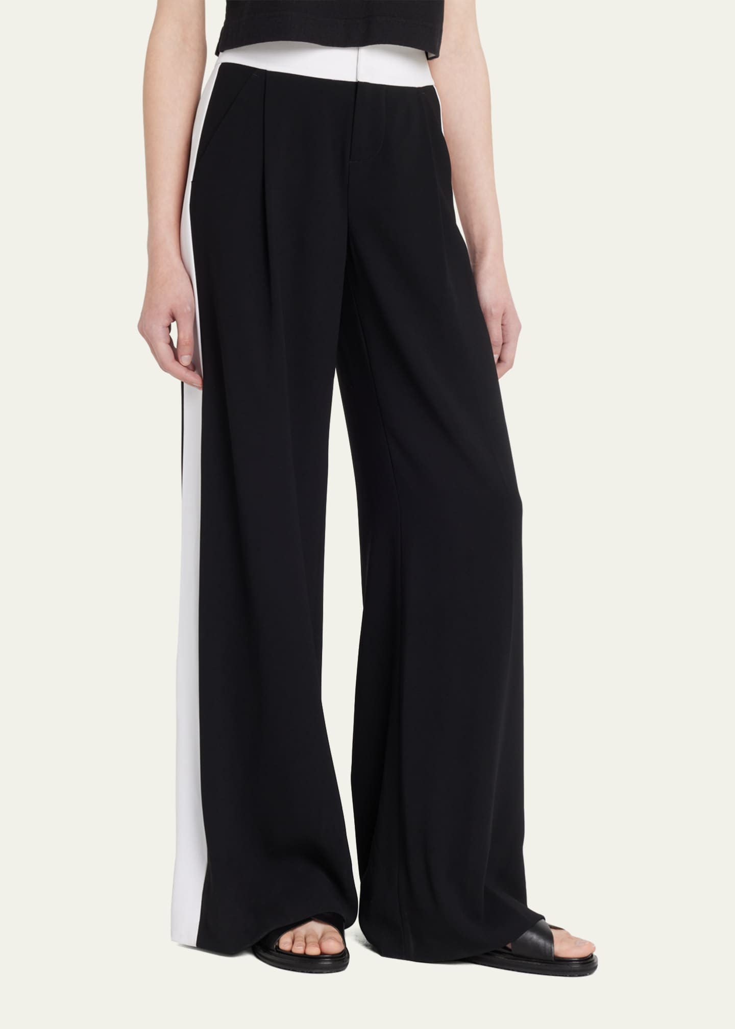 Alice + Olivia Eric Mid-Rise Pants With Tux Stripes - Bergdorf Goodman