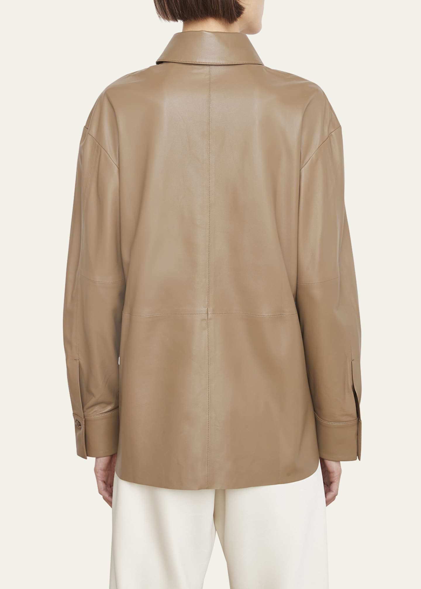 Vince Drop-Shoulder Leather Shirt Jacket - Bergdorf Goodman