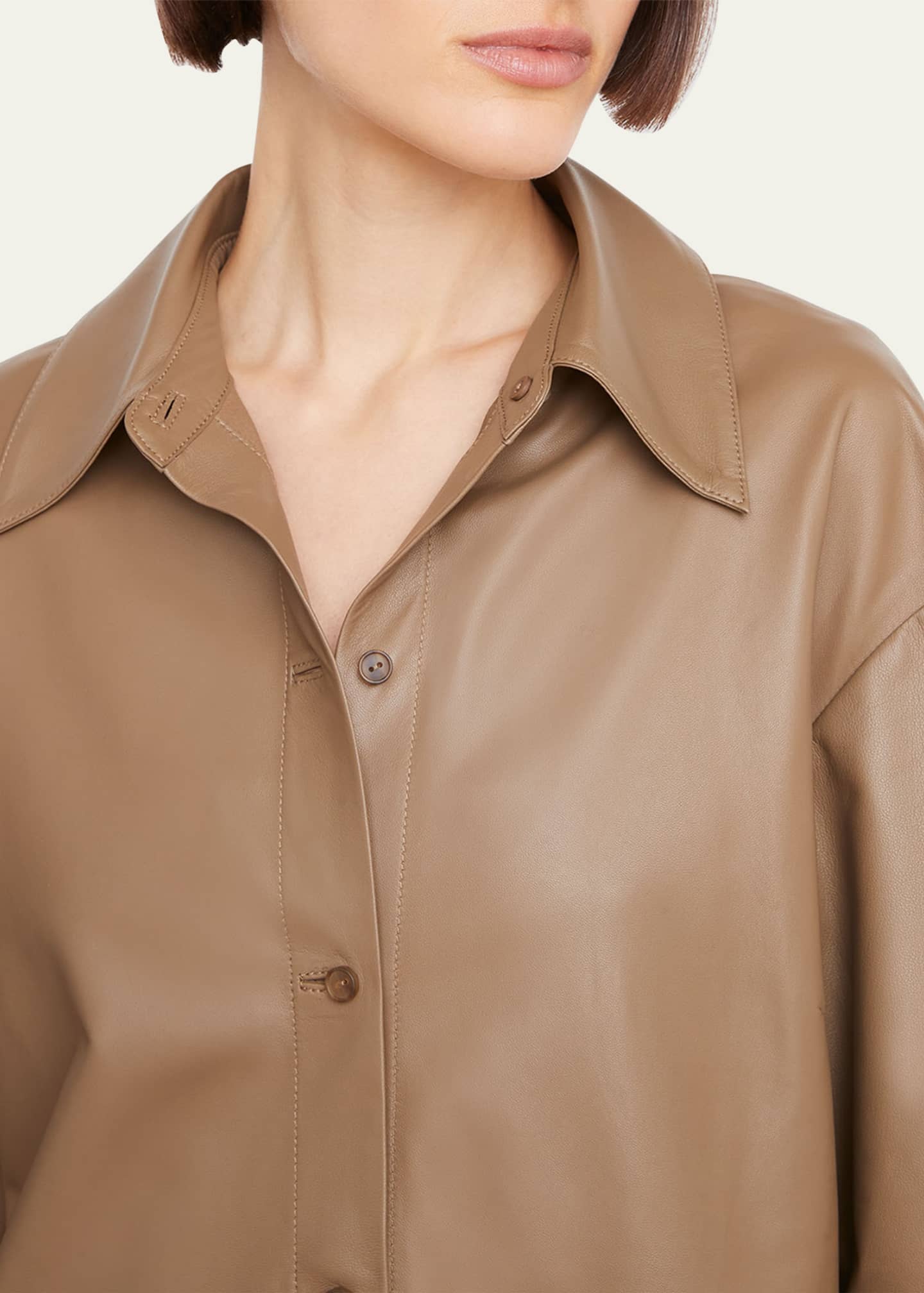 Vince Drop-Shoulder Leather Shirt Jacket - Bergdorf Goodman