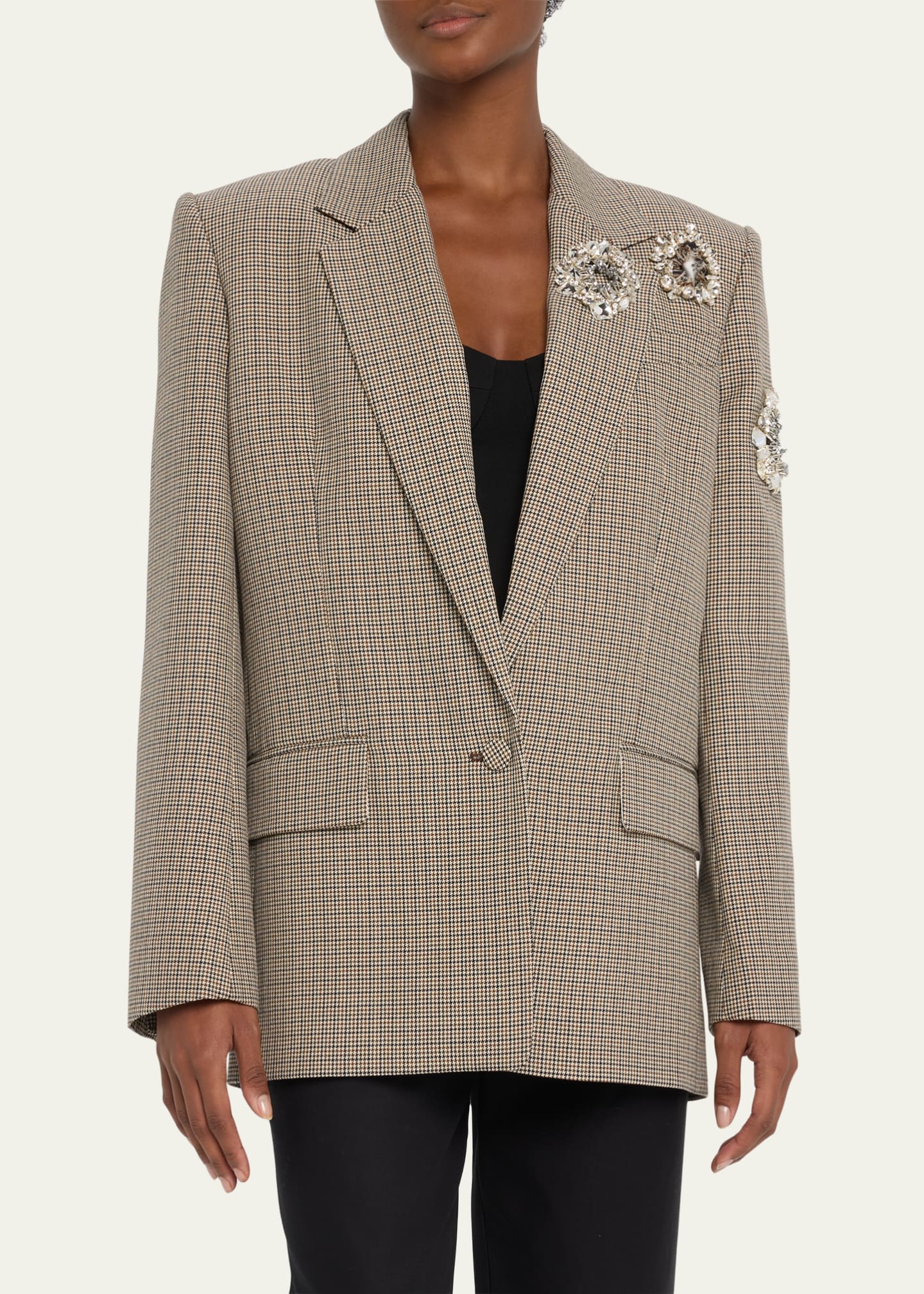 AREA Relaxed Blazer Jacket with Distressed Crystal Cutouts - Bergdorf ...