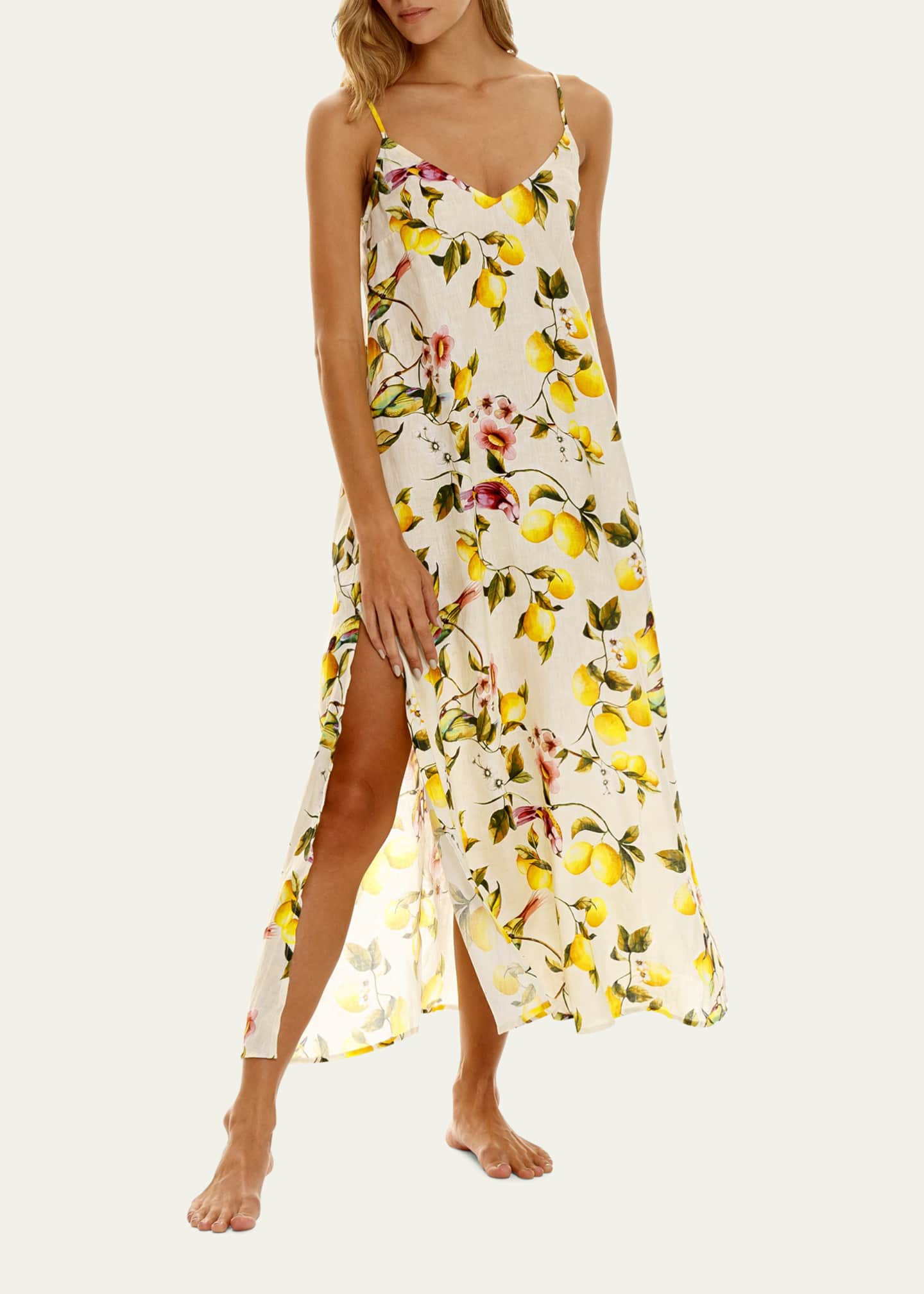 The Lazy Poet Frida Lemon-Print Linen Nightgown - Bergdorf Goodman