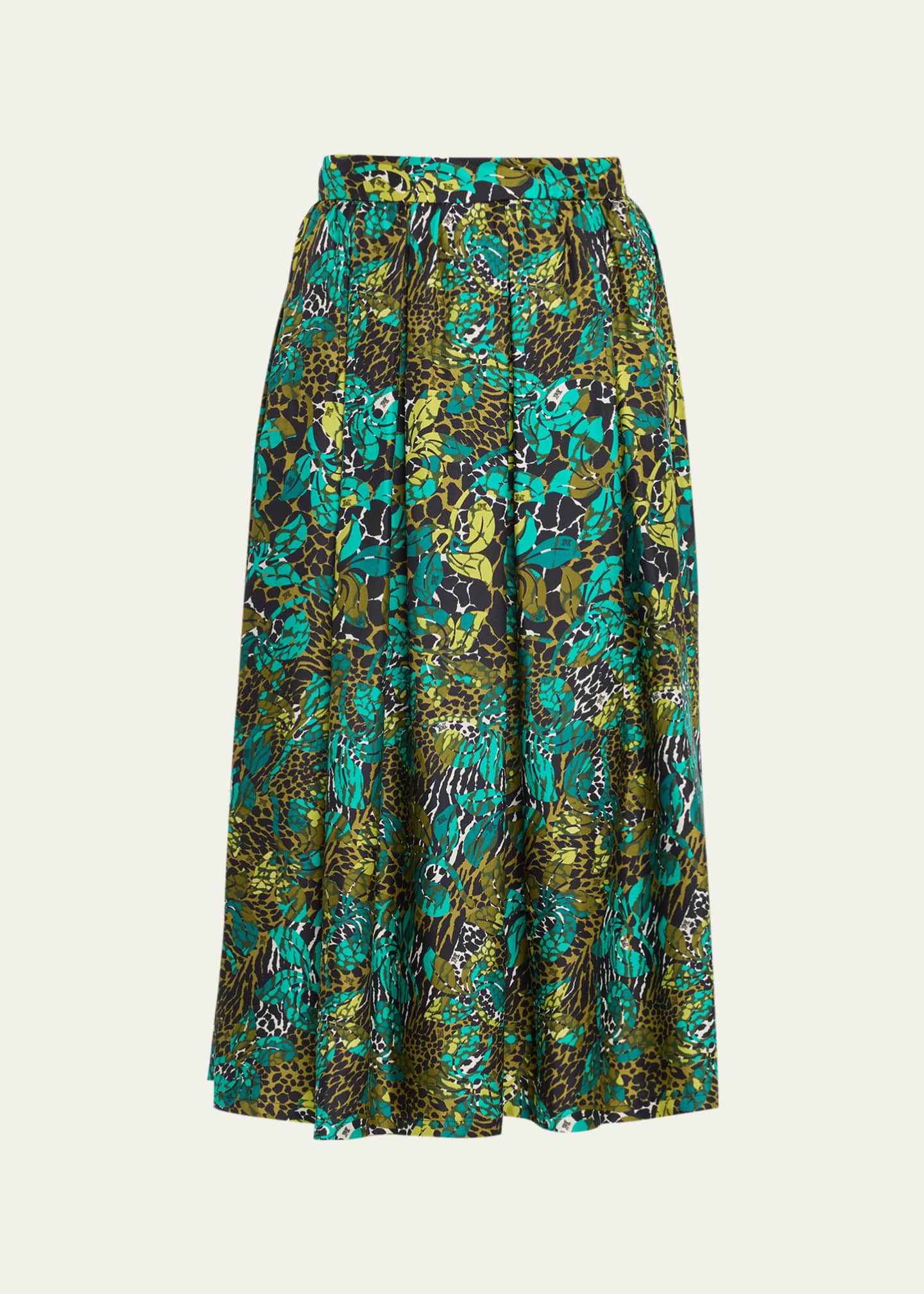 Max Mara Rotondo Pleated Silk Printed Midi Skirt - Bergdorf Goodman