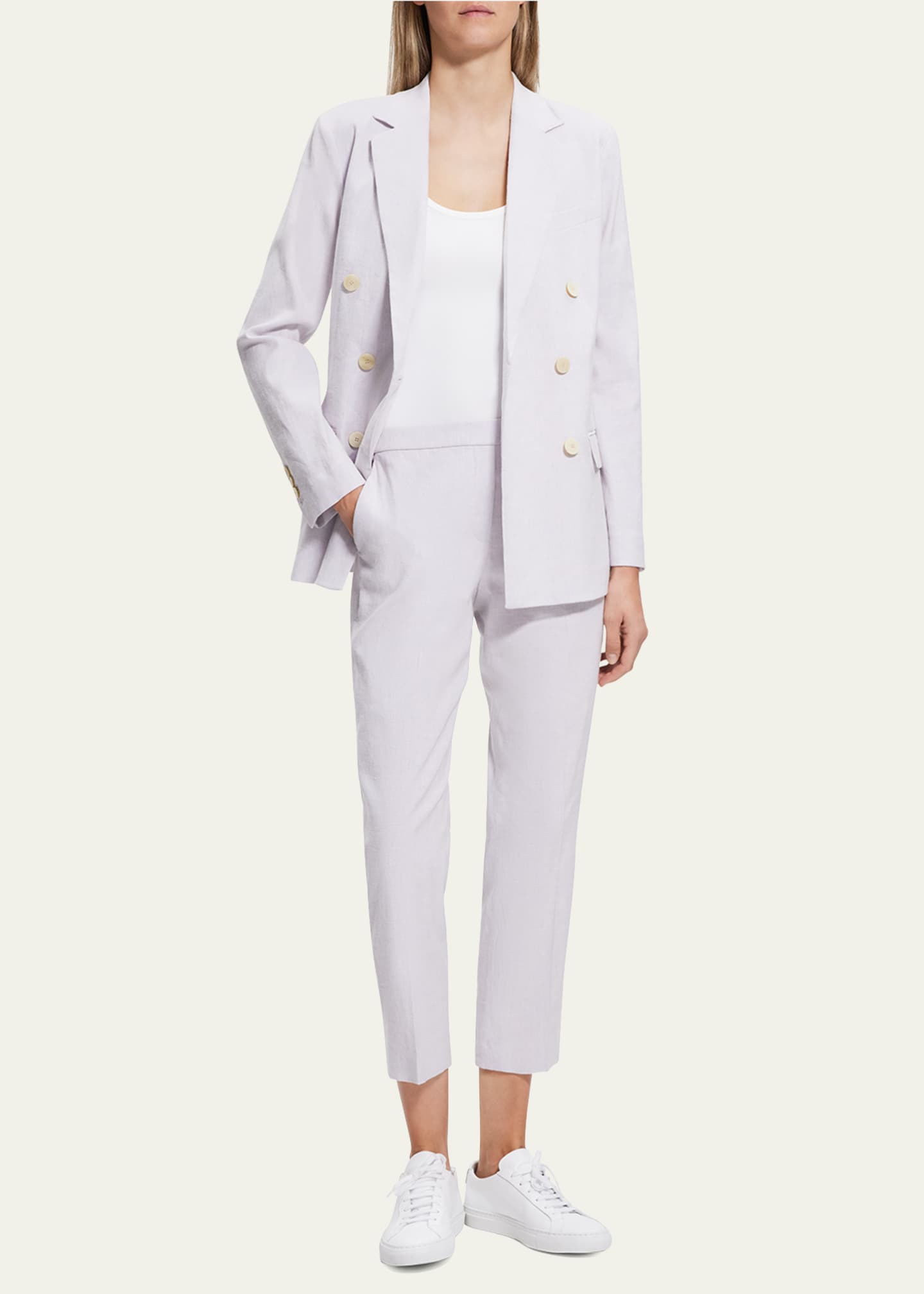 Theory Fitted Sharkskin Crunch Double-Breasted Jacket - Bergdorf Goodman