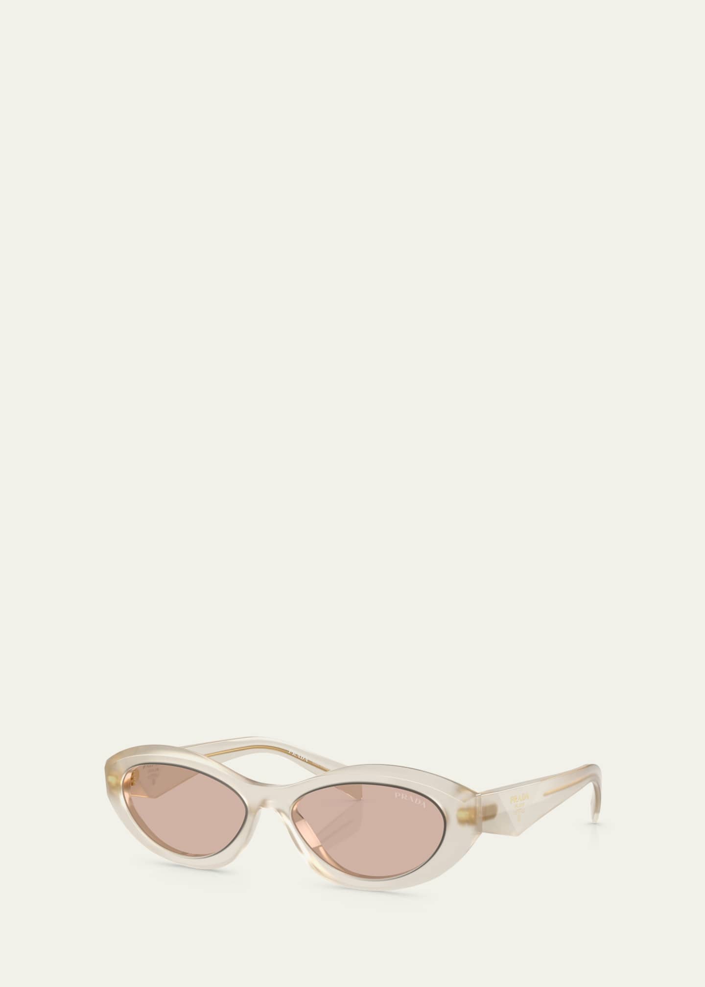 Prada PR 26ZS Beveled Acetate & Plastic Oval Sunglasses - Bergdorf Goodman