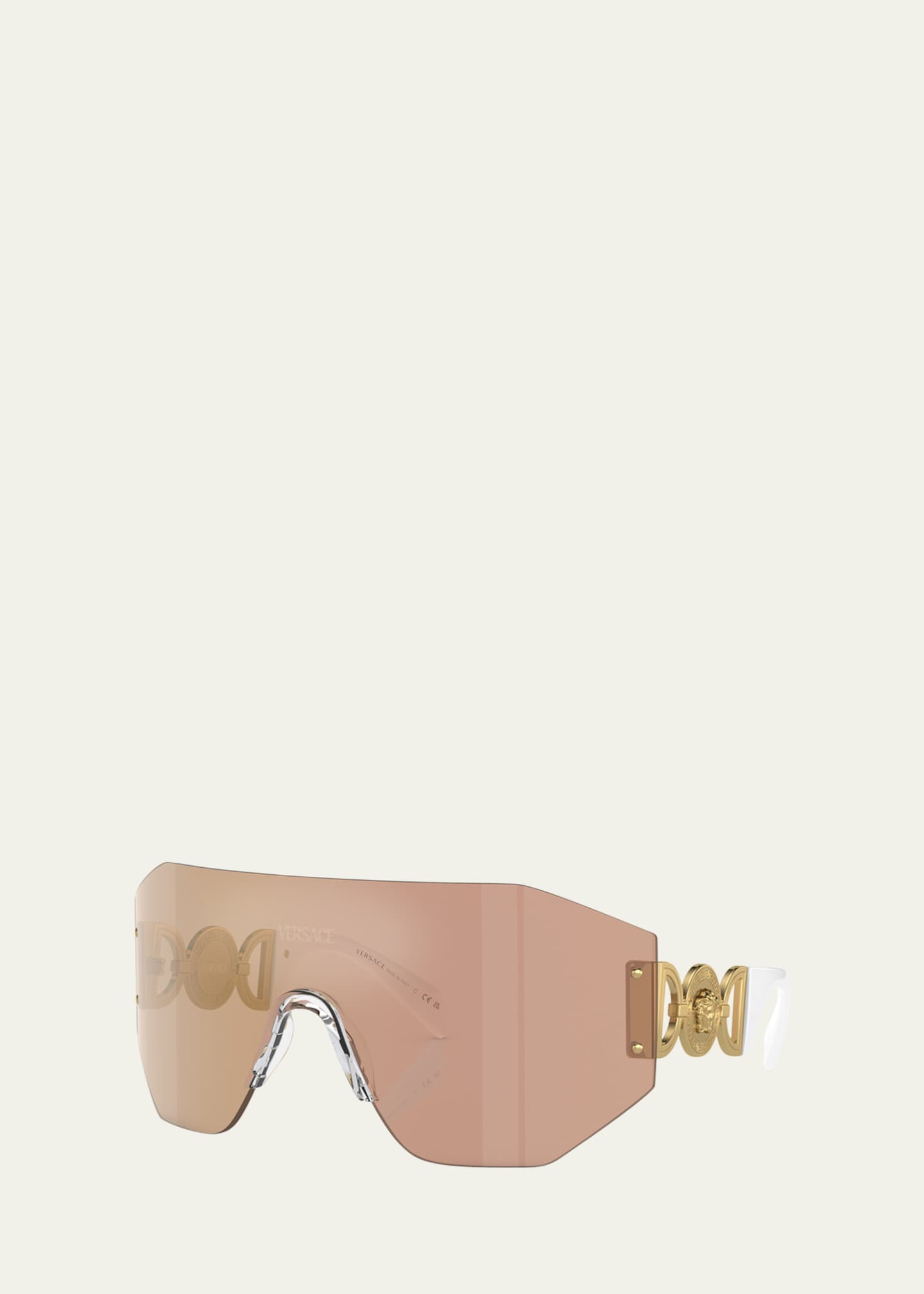 Versace Rimless Medusa Metal & Plastic Shield Sunglasses - Bergdorf Goodman