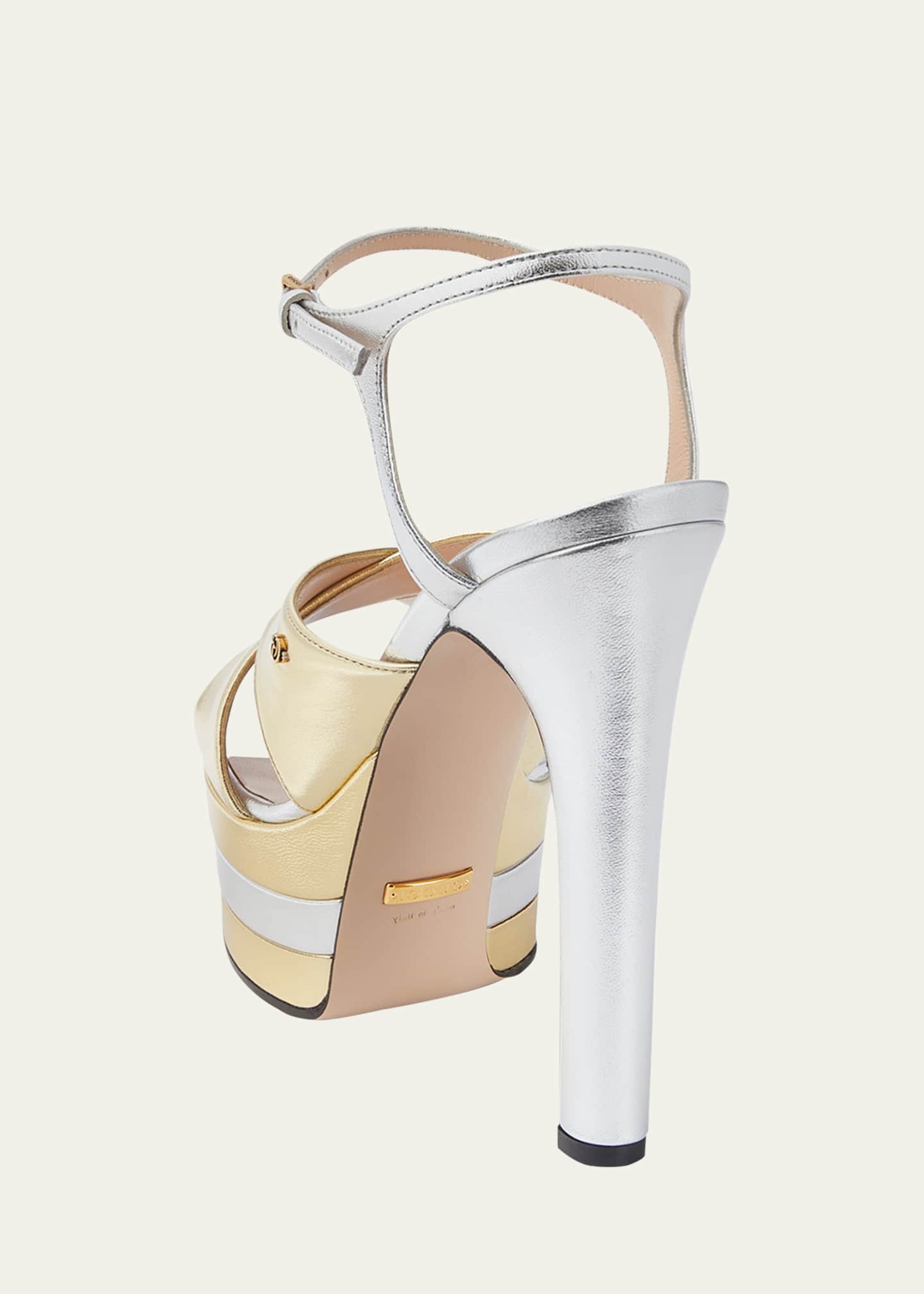 Gucci Angel Metallic Ankle-Strap Platform Sandals - Bergdorf Goodman