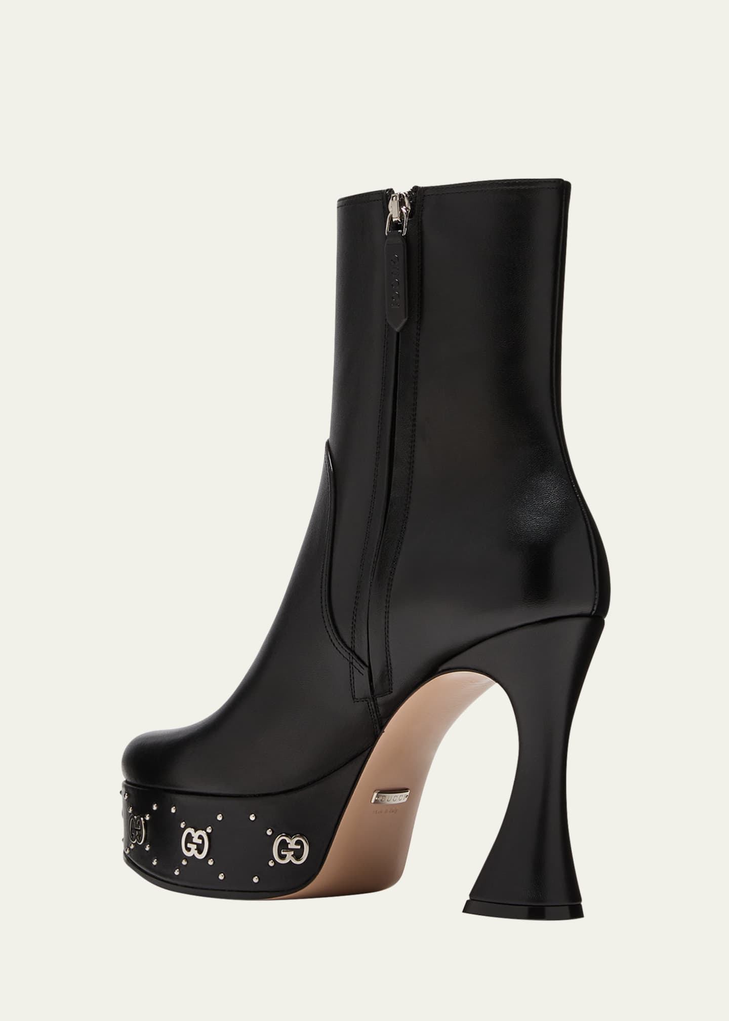 Gucci Janaya Leather GG Stud Platform Booties - Bergdorf Goodman