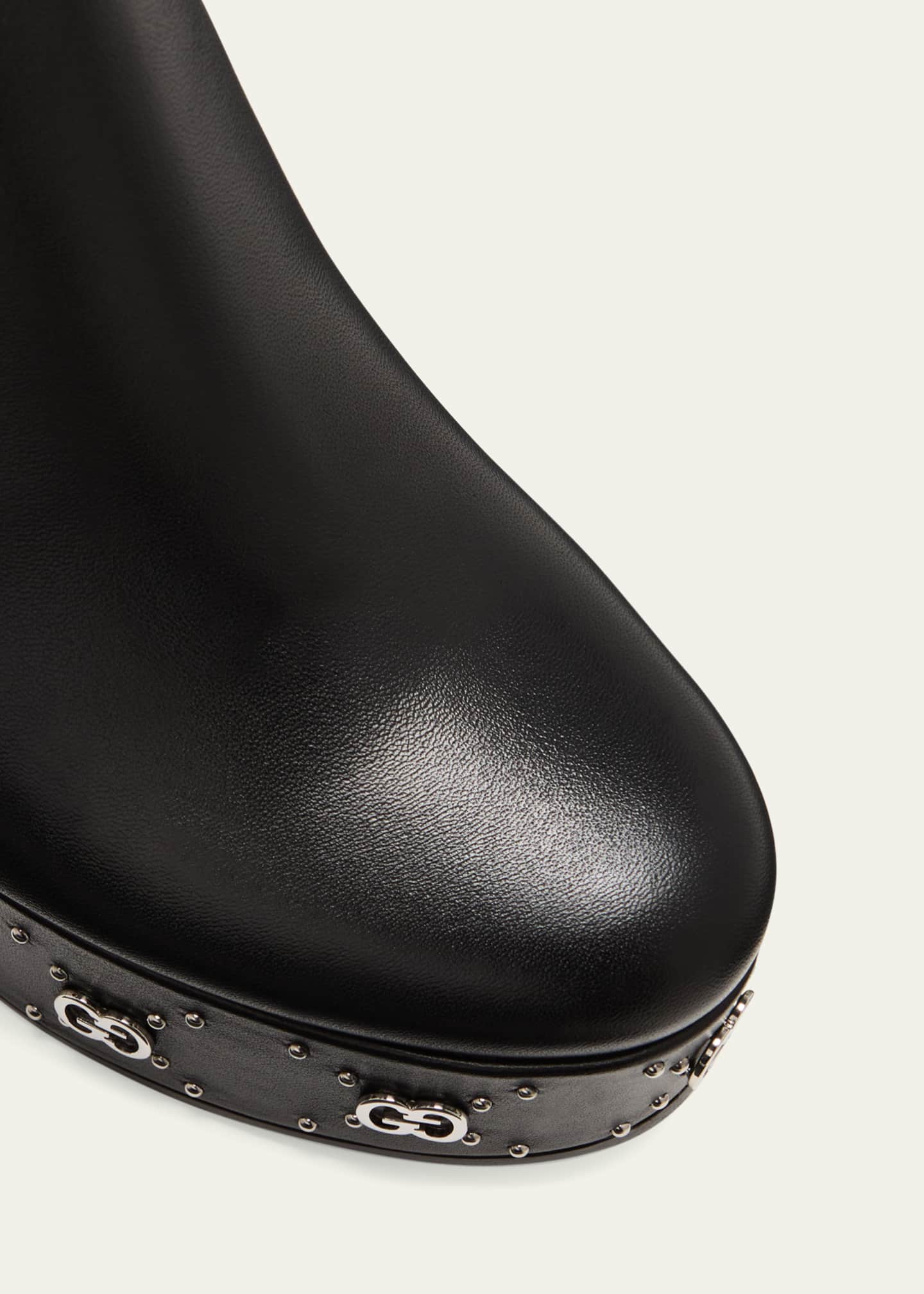 Gucci Janaya Leather GG Stud Platform Booties - Bergdorf Goodman