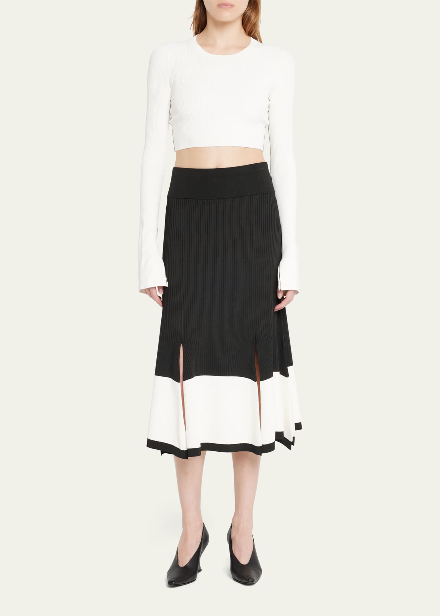 MARIA MCMANUS Two-Tone Split Midi Skirt - Bergdorf Goodman