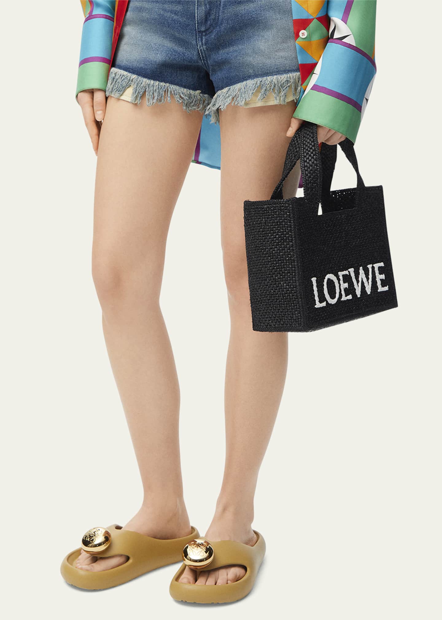 Loewe x Paula's Ibiza Font Logo Small Tote Bag in Raffia - Bergdorf Goodman