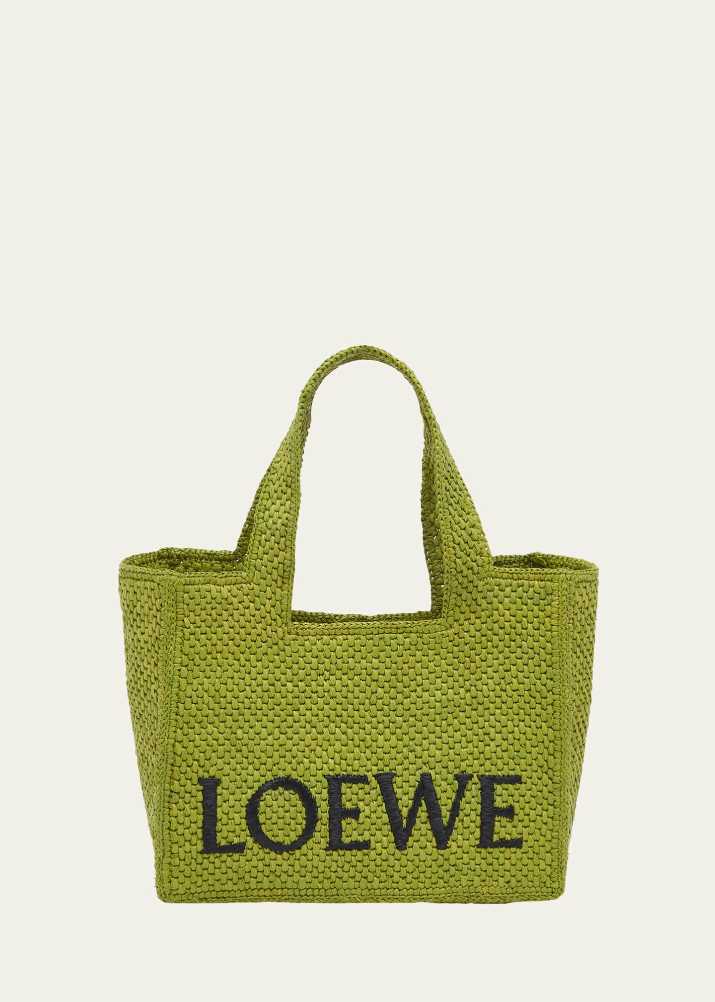 Loewe x Paula’s Ibiza Font Logo Small Tote Bag in Raffia - Bergdorf Goodman