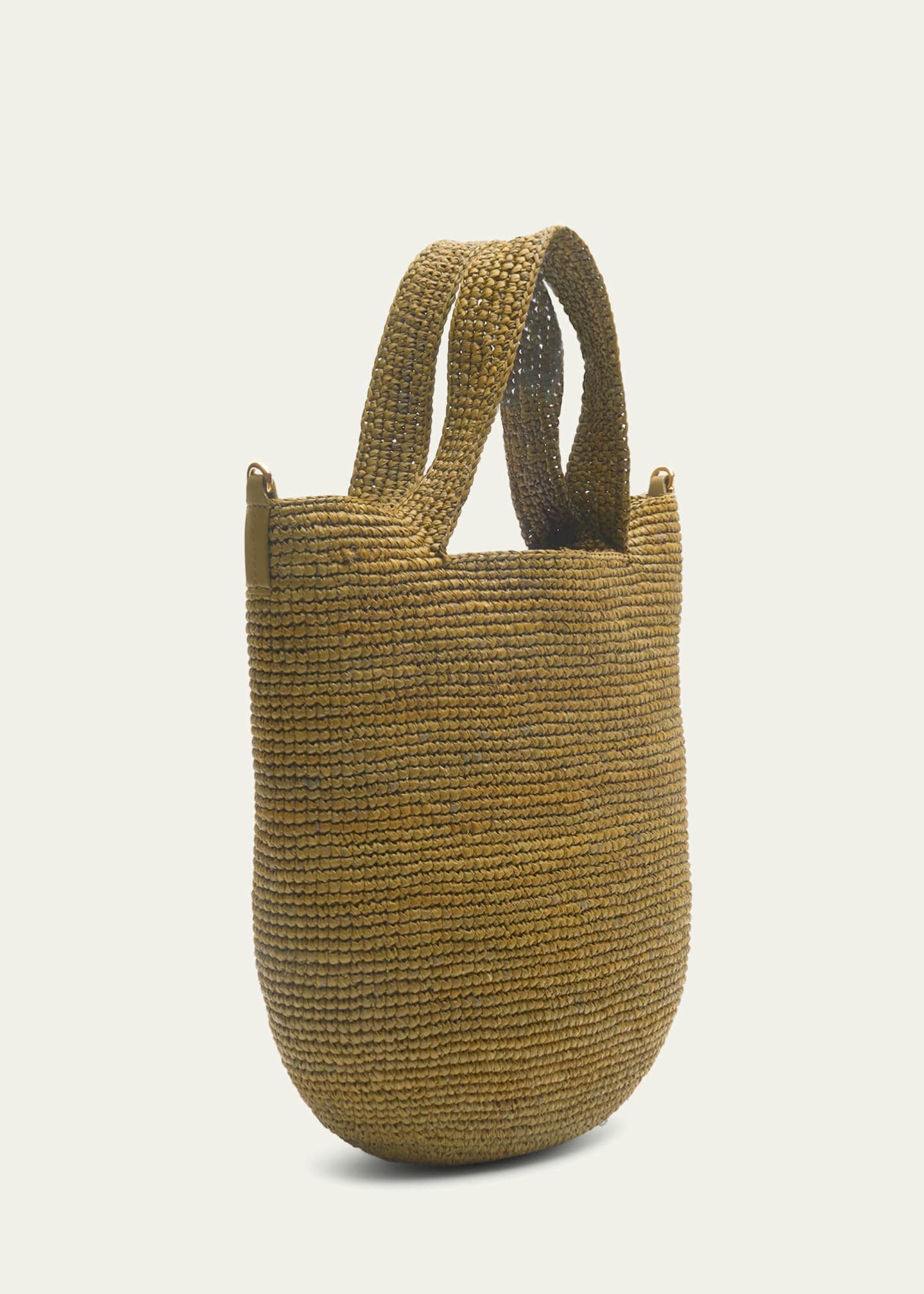 Loewe x Paula’s Ibiza Slit Mini Tote Bag in Raffia with Leather Anagram ...