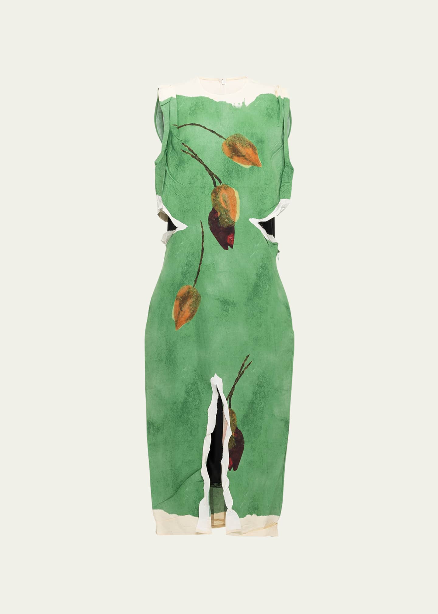 Prada Tulip-Print Wrinkled Midi Dress - Bergdorf Goodman