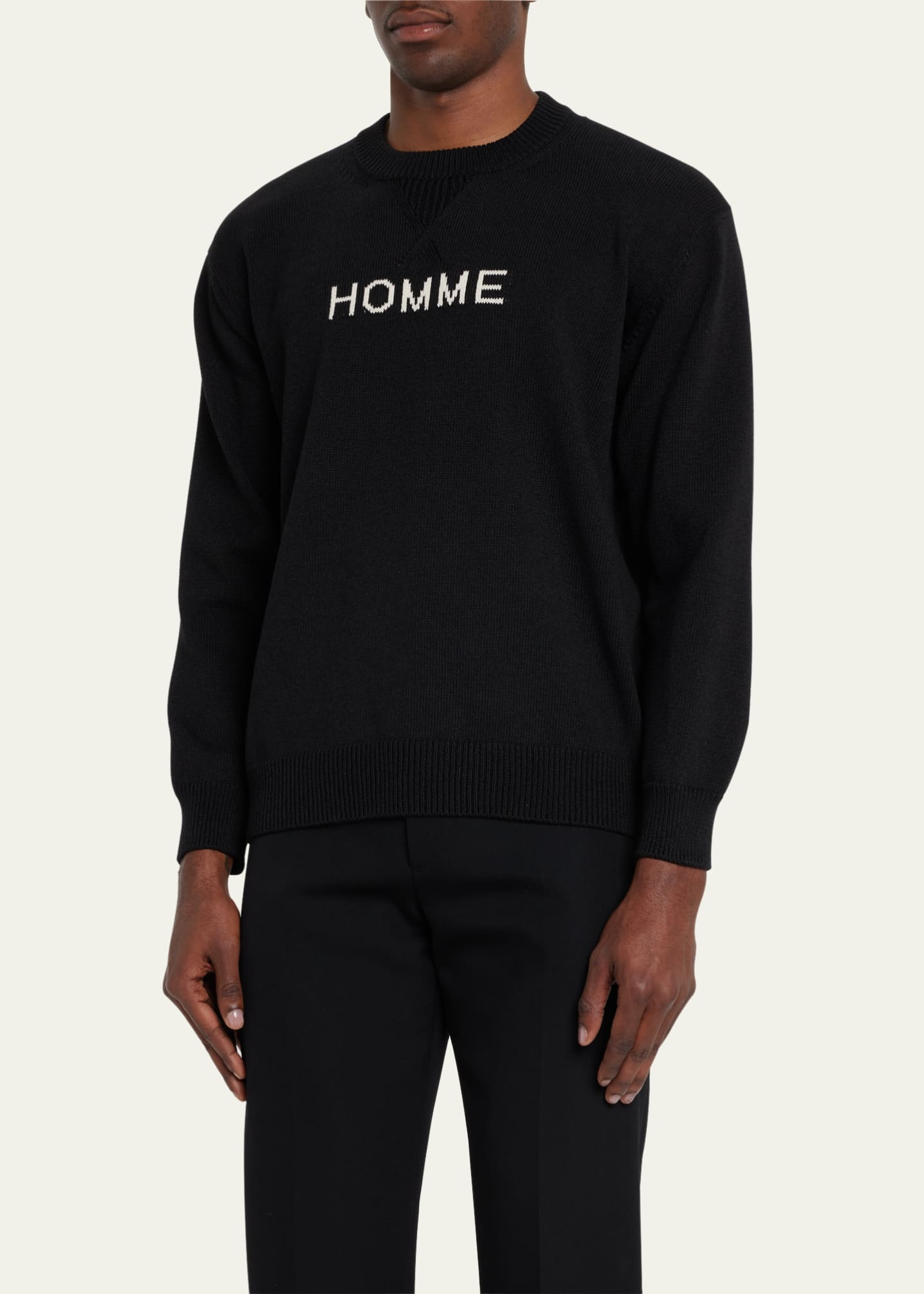 CDG HOMME Men's Logo Intarsia Crewneck Sweater - Bergdorf Goodman