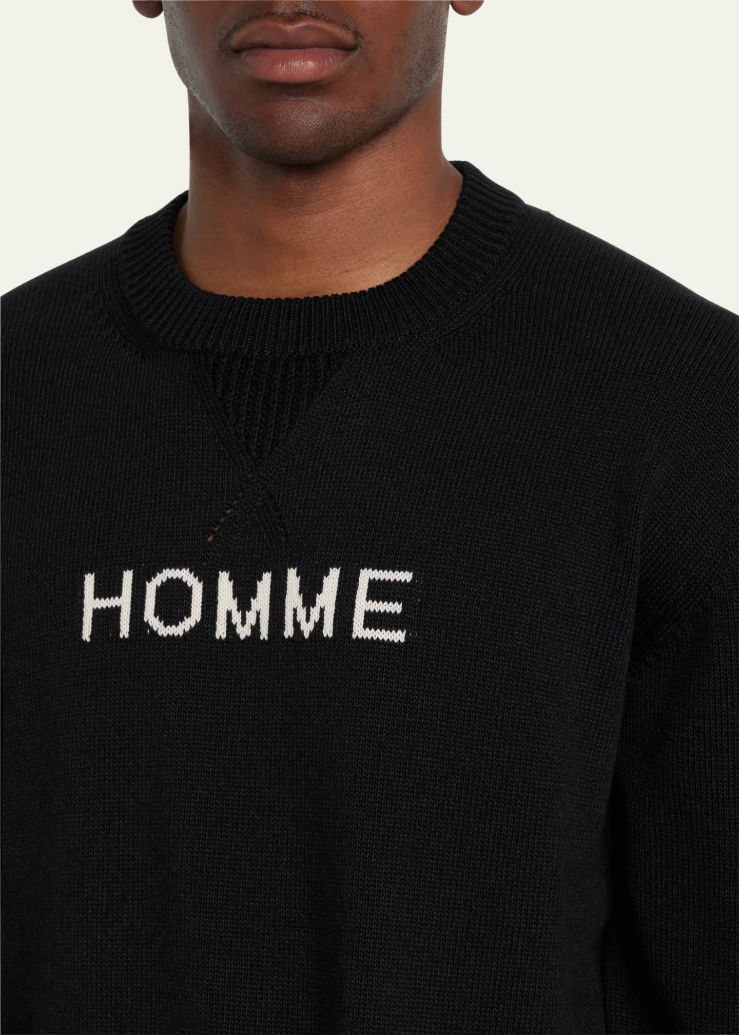 CDG HOMME Men's Logo Intarsia Crewneck Sweater - Bergdorf Goodman