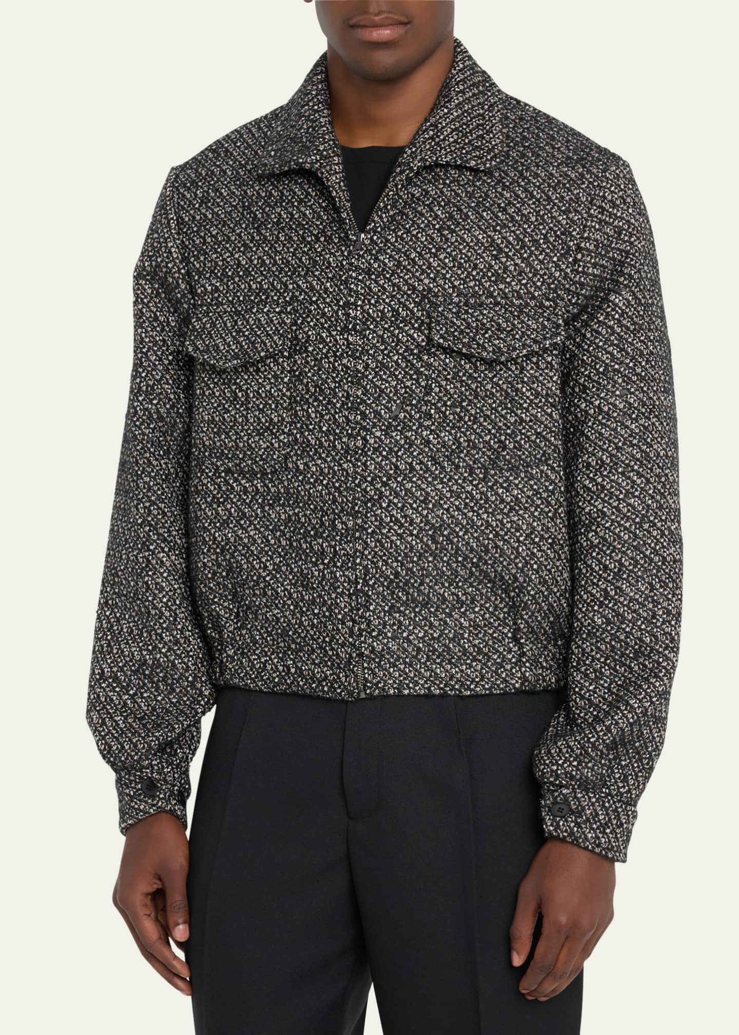 RANDOM IDENTITIES Men's Simmo Tweed Blouson Jacket - Bergdorf Goodman