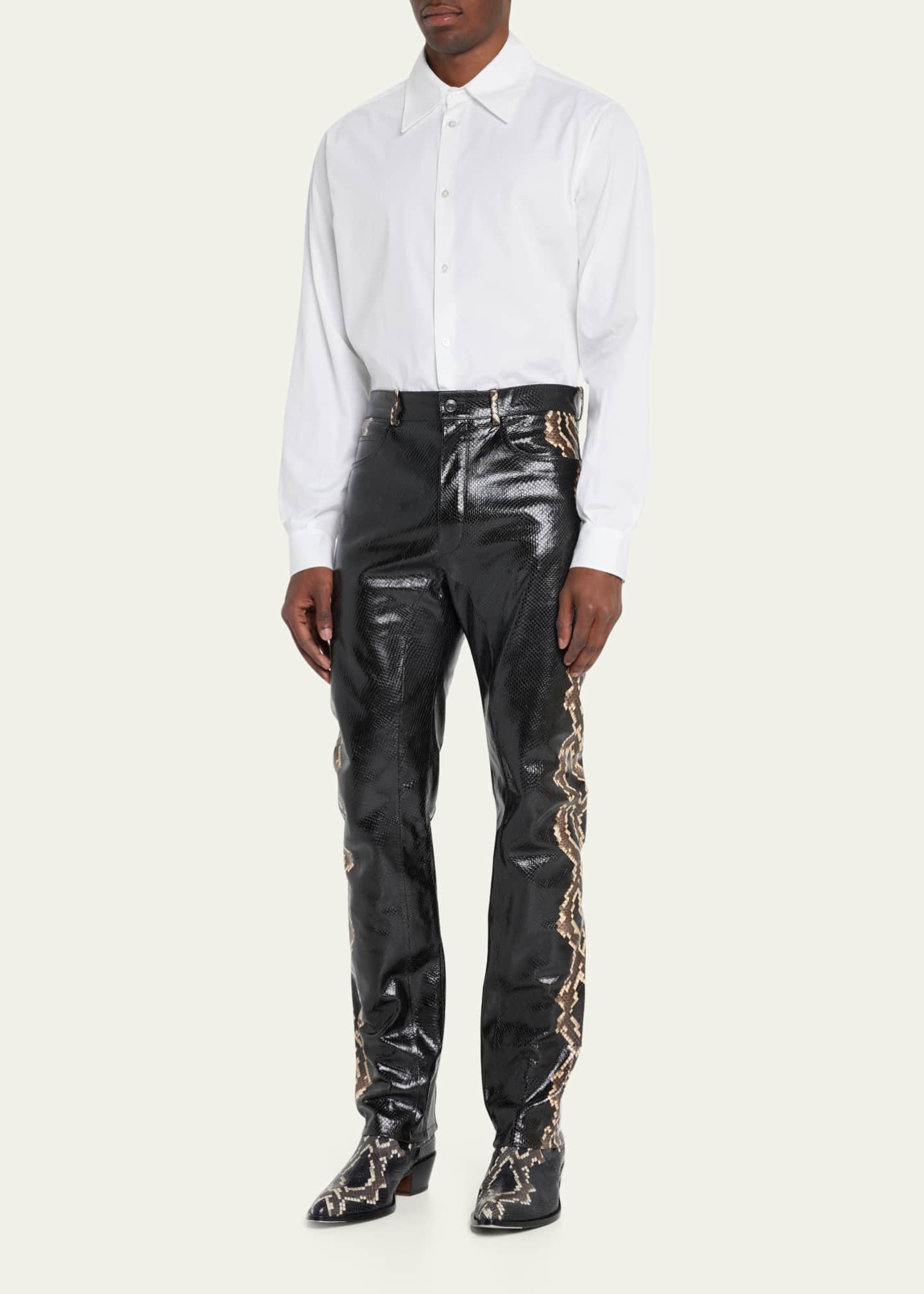 Bally Men's Gaiman Heeled Snake-Print Leather Boot - Bergdorf Goodman