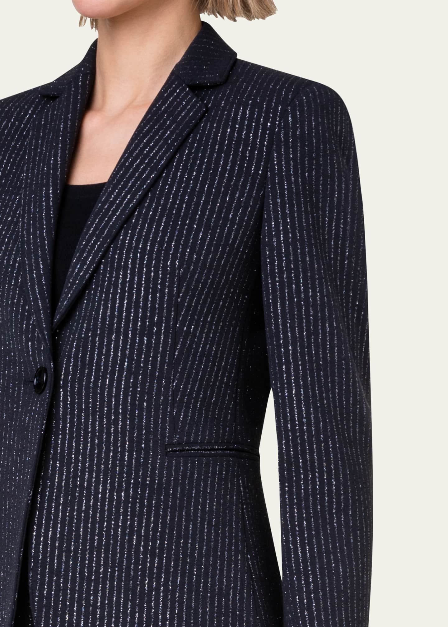 Akris punto Metallic Pinstripe Pebble Crepe Blazer Jacket - Bergdorf ...